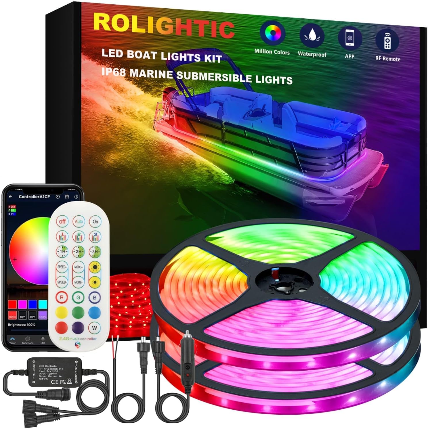 Amazon.com: Marine Submersible LED Light Strip 12V 8FT White, LED Rope ...