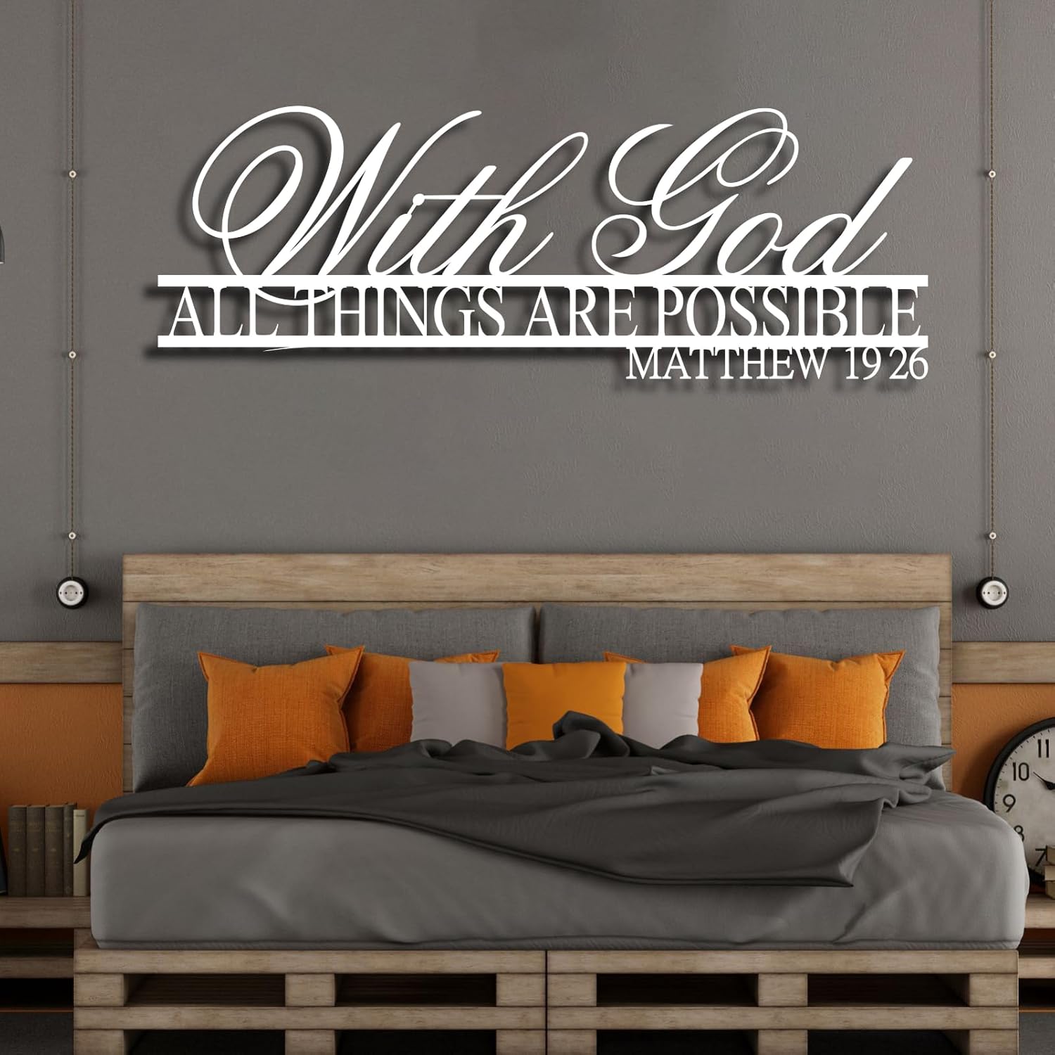 Amazon.com: Lunwall With God All Things Are Possible Metal Wall Art ...
