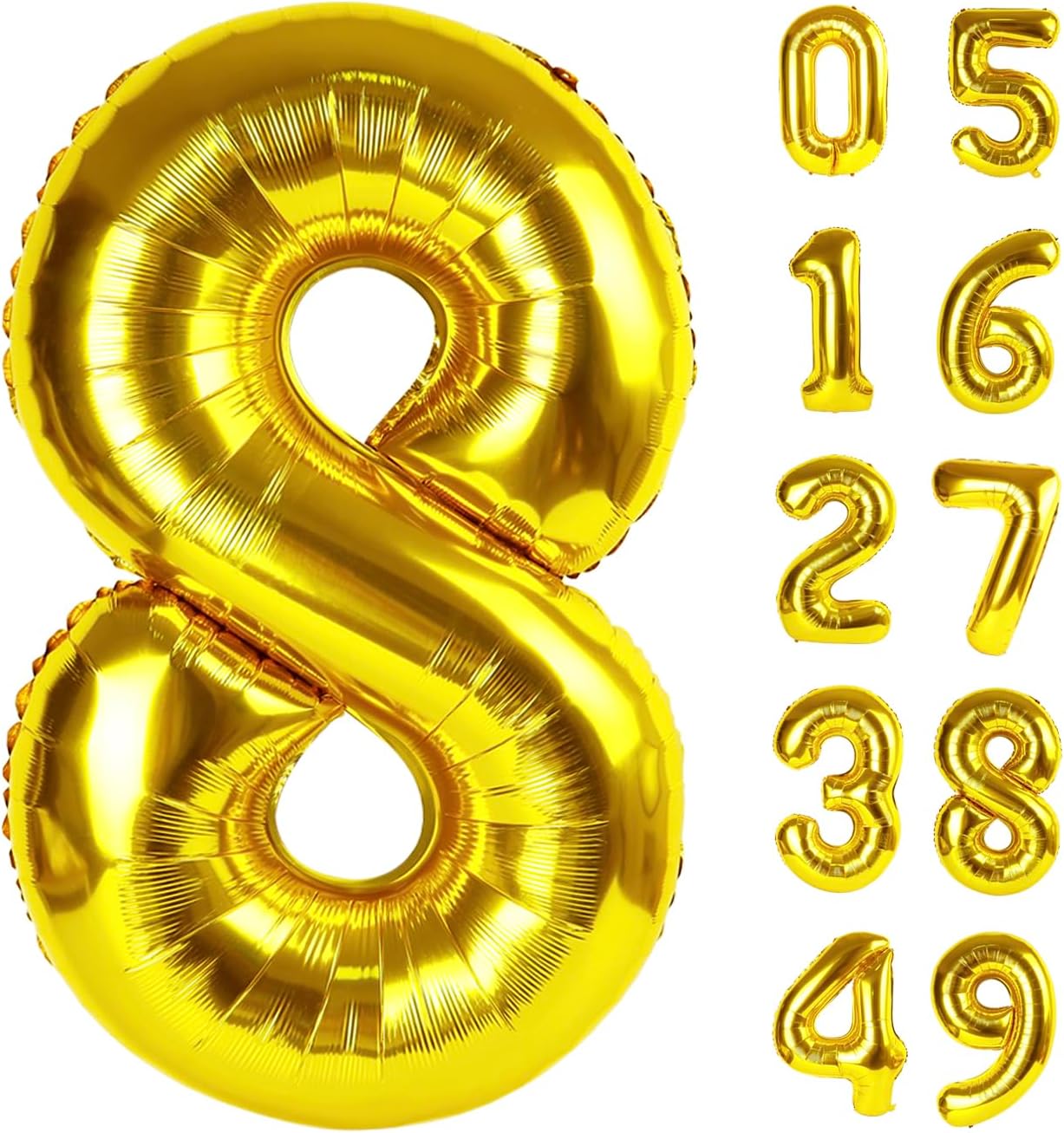 Amazon.com: Gold Foil Number 8 Balloon 40 Inch, Helium Mylar Eight ...