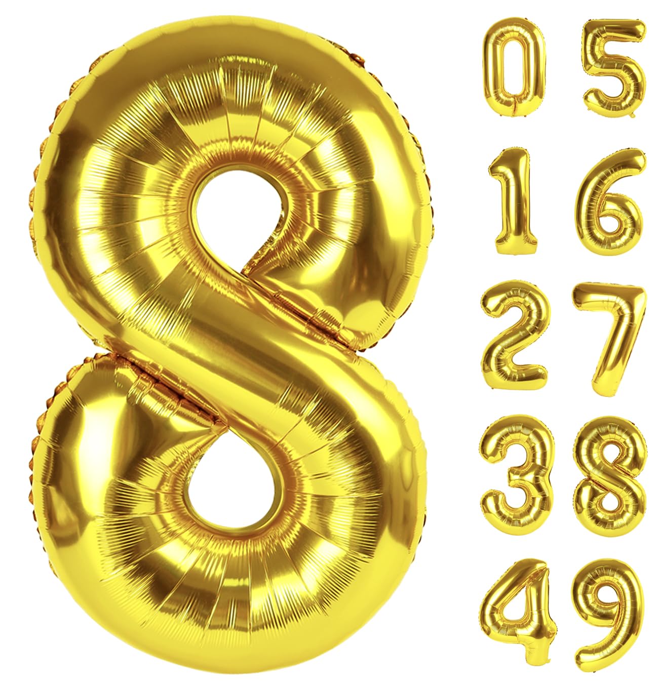 Amazon.com: Gold Foil Number 8 Balloon 40 Inch, Helium Mylar Eight ...