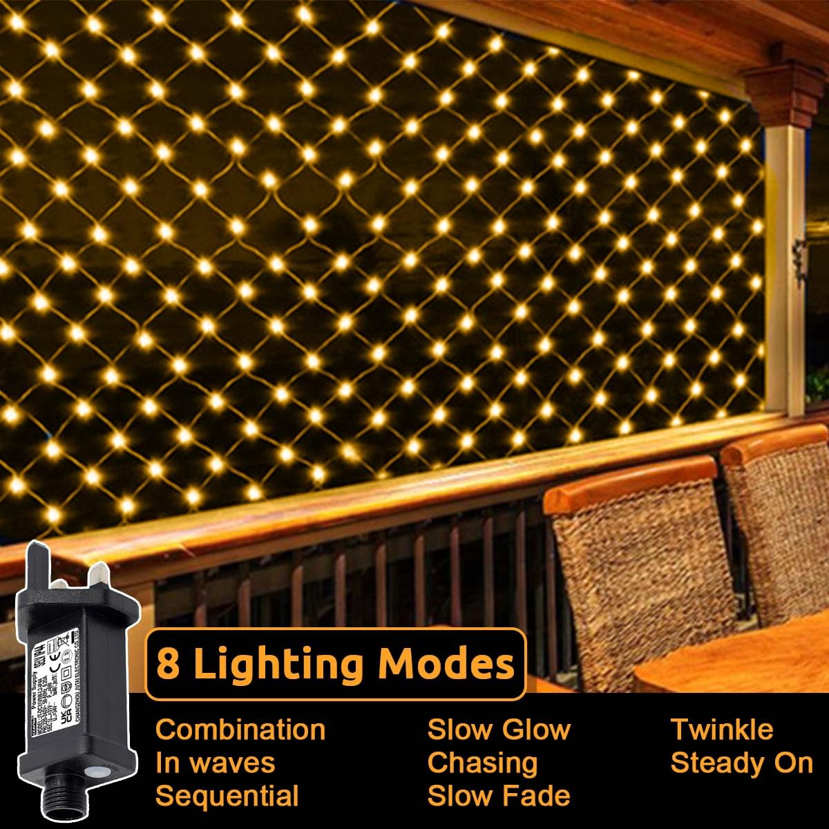 Net Lighting On The Ceiling CCILAND 3M X 2M Battery Net Lights, 200