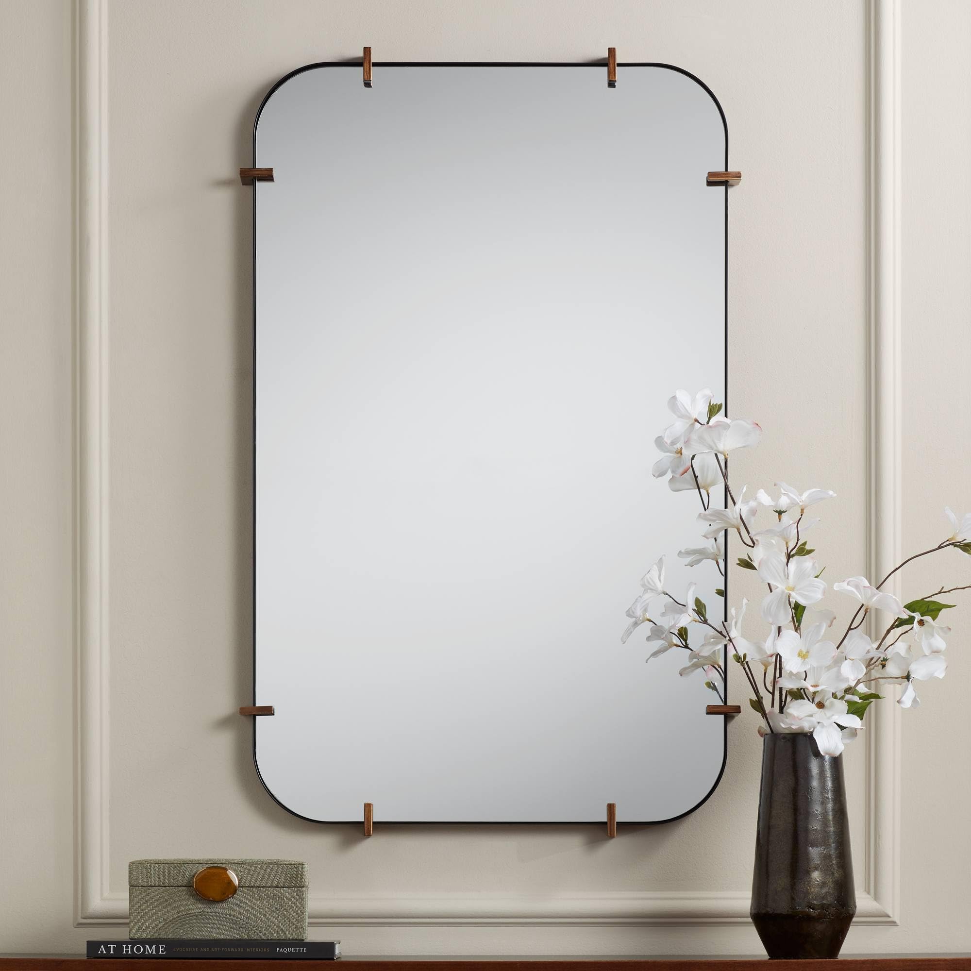 Amazon.com: Uttermost Radius 24 x 38 Black Rounded Edge Wall Mirror ...