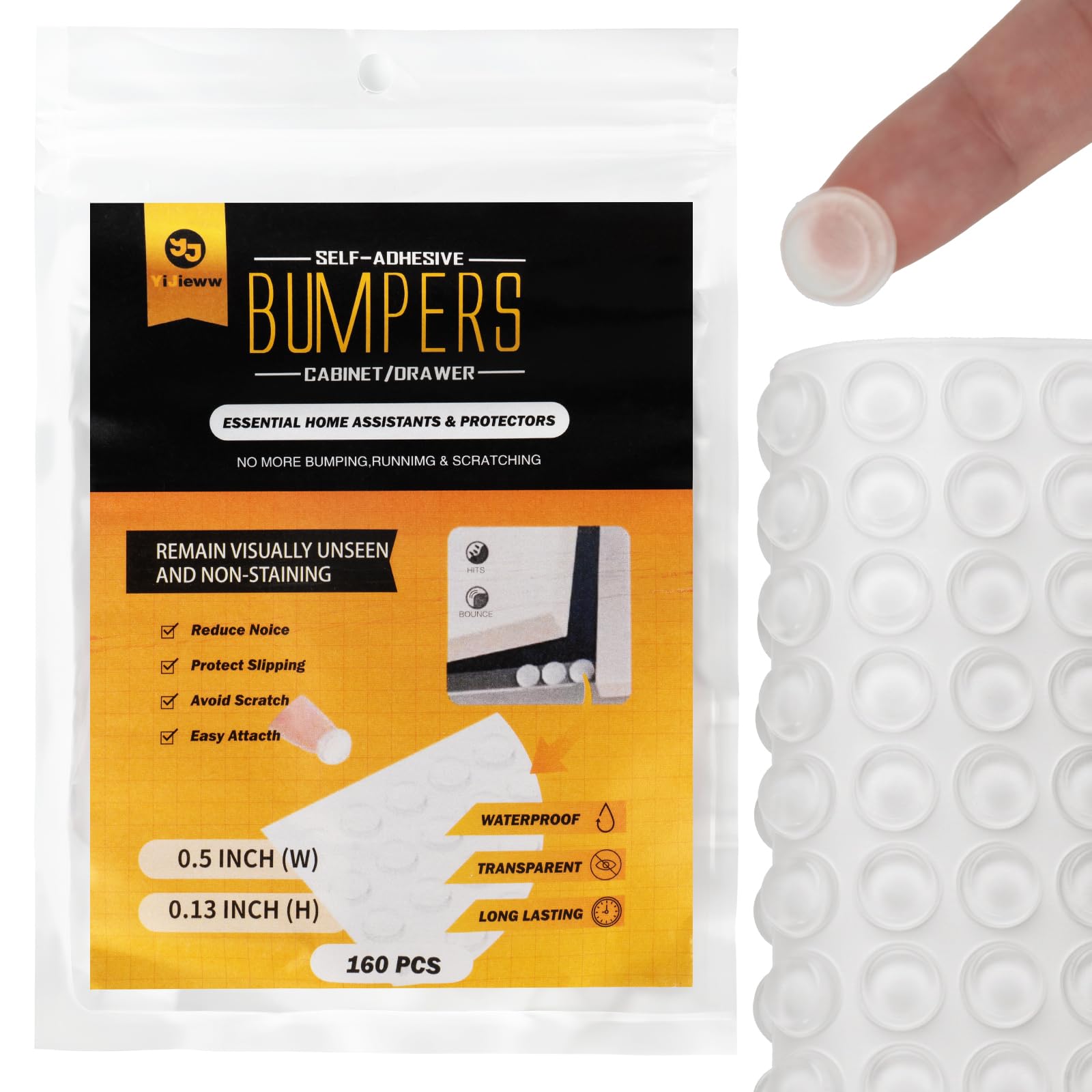 Yijieww Cabinet Bumpers Soft Self-Adhesive Clear Rubber Bumper, Cabinet ...