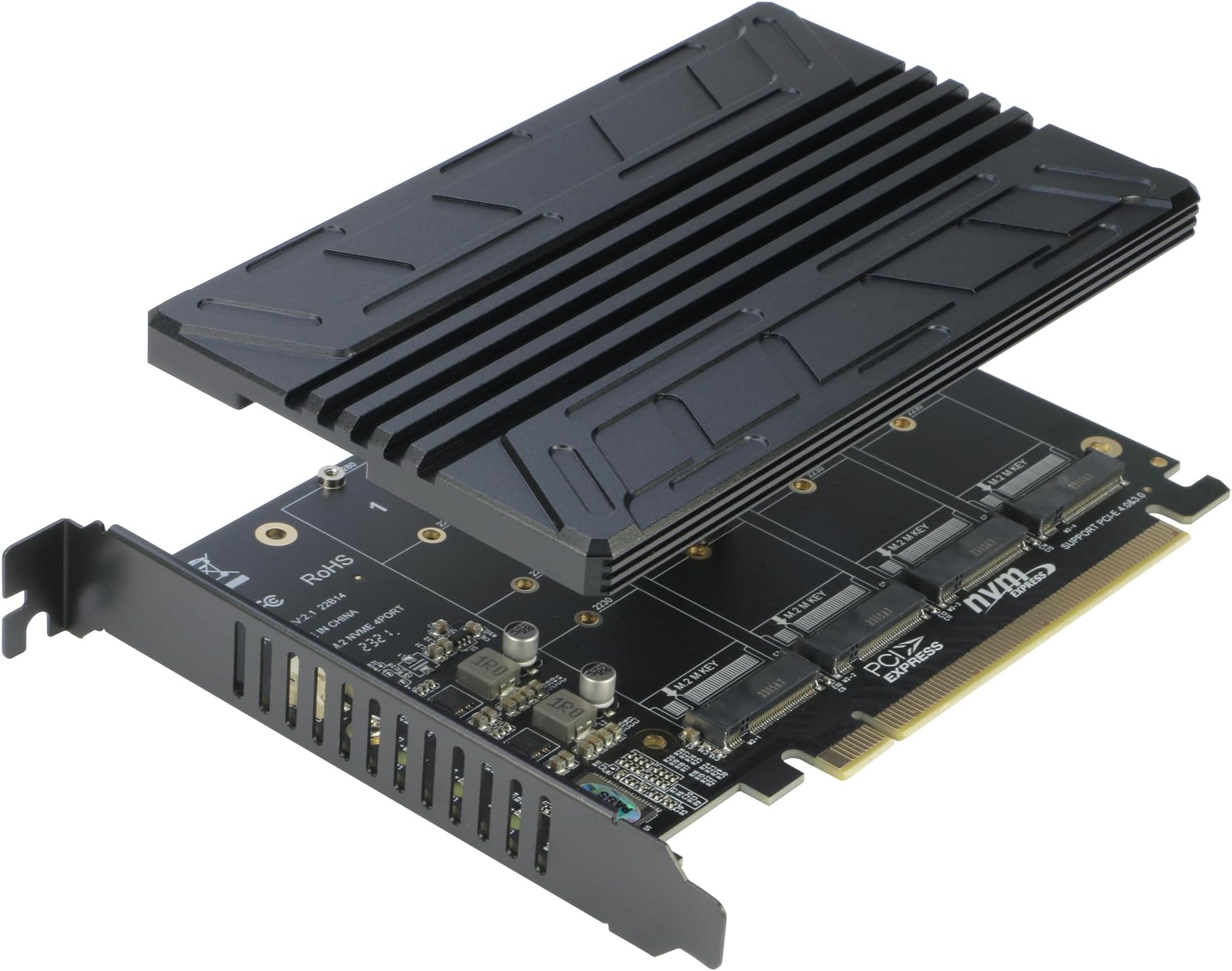 Quad NVMe PCIe Adapter, RIITOP 4-Port NVMe to PCI-e 4.0/3.0 x16 Expand ...