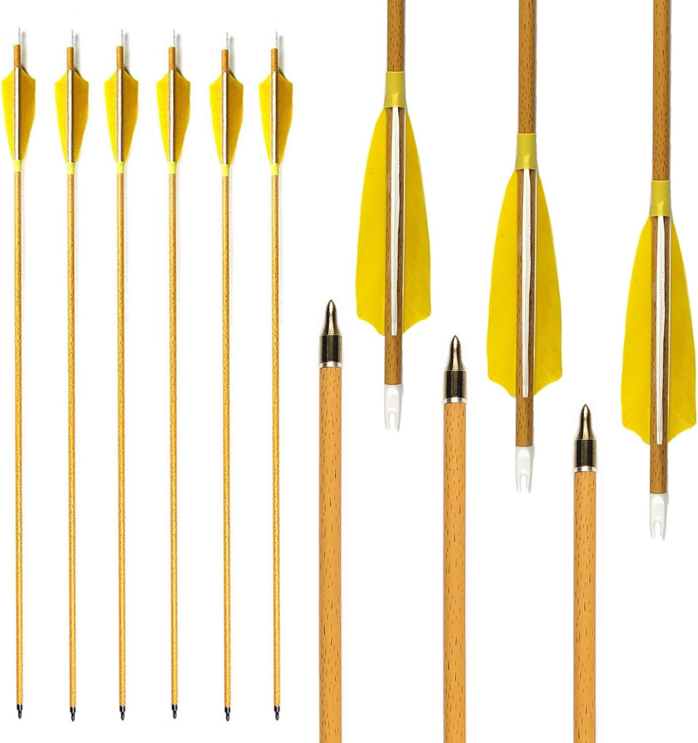 MS Jumpper 6 Pack 31 inch Archery Hunting Carbon Arrows, Wood Grain ...