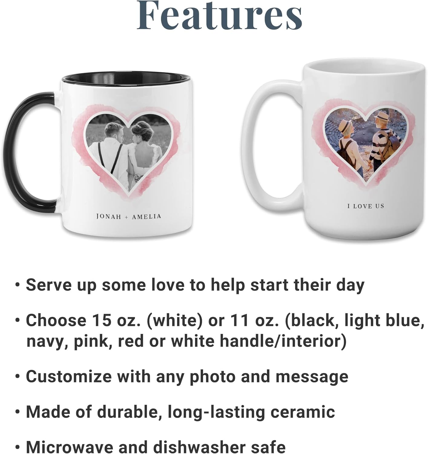 Let’s Make Memories Taza personalizada con diseño de corazones de ...