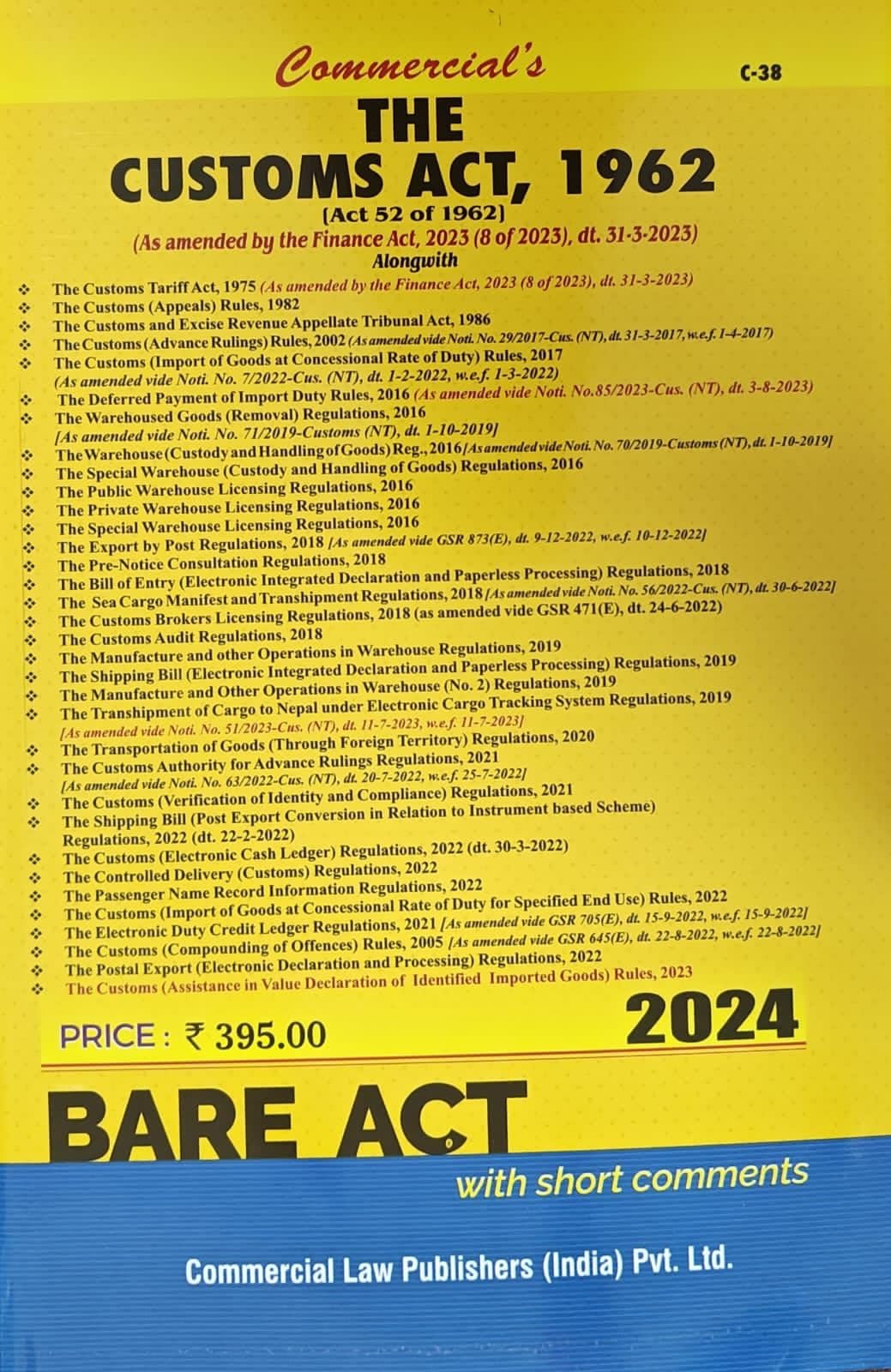 Commercial Custom Act 1962 With Rules Edition 2024 Bare Act | Desertcart Morocco