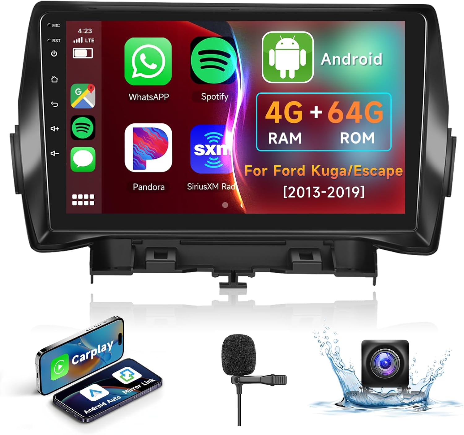 Amazon.com: 8 Core 4+64G Android Car Stereo for Ford Kuga/Escape 2013 ...