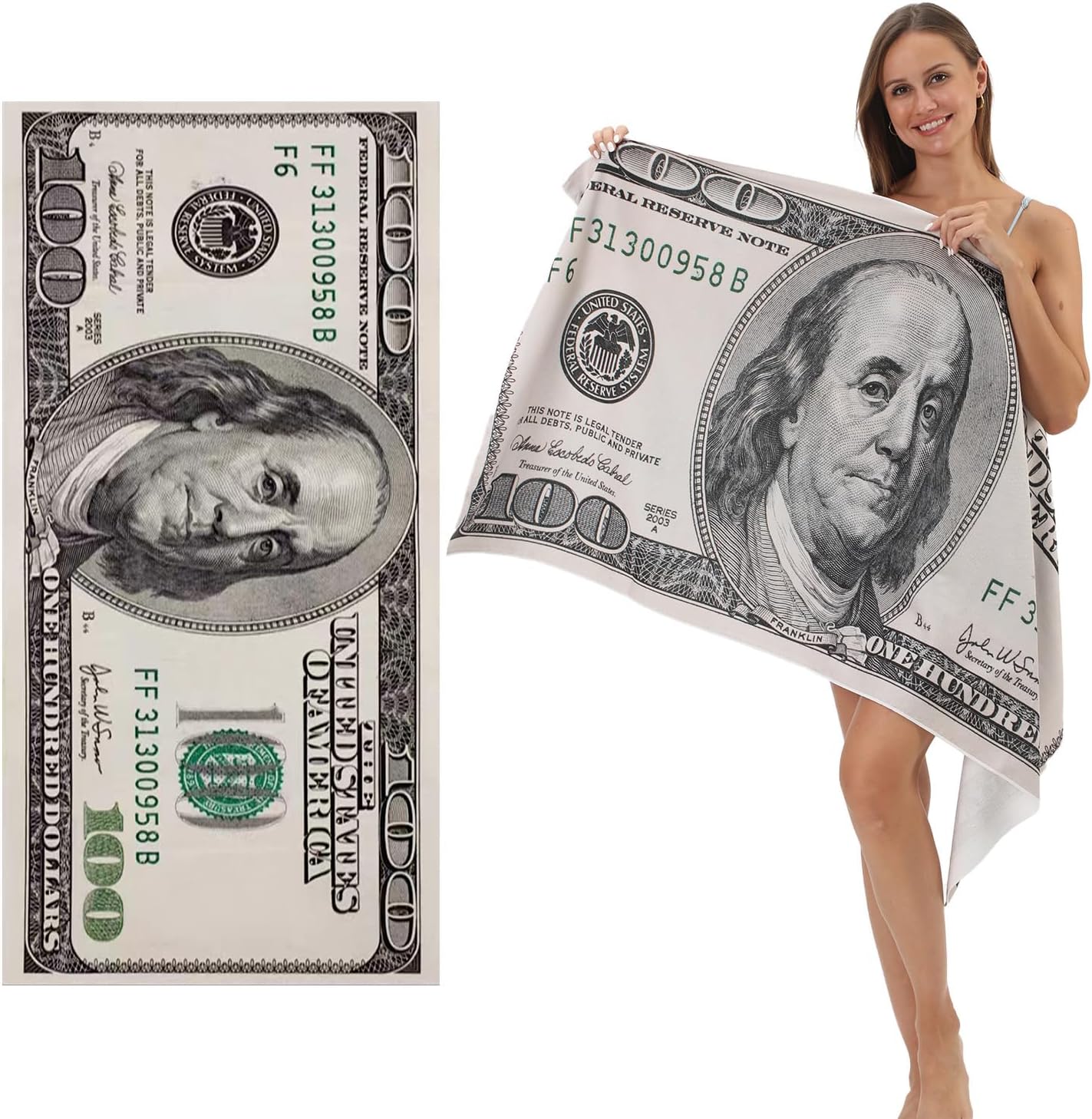 Toalla de playa de 100 dólares, microfibra sin arena, secado rápido ...