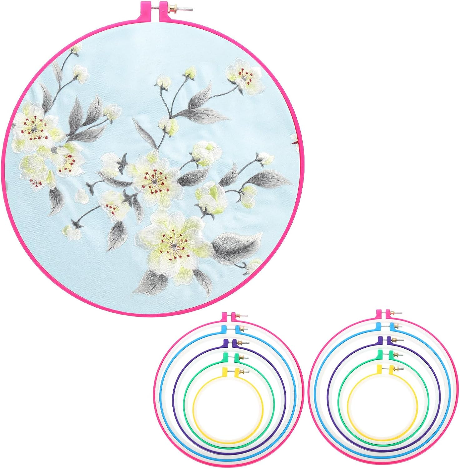 Amazon.com: PATIKIL 5 Pieces Embroidery Hoops Frame Round Plastic ...