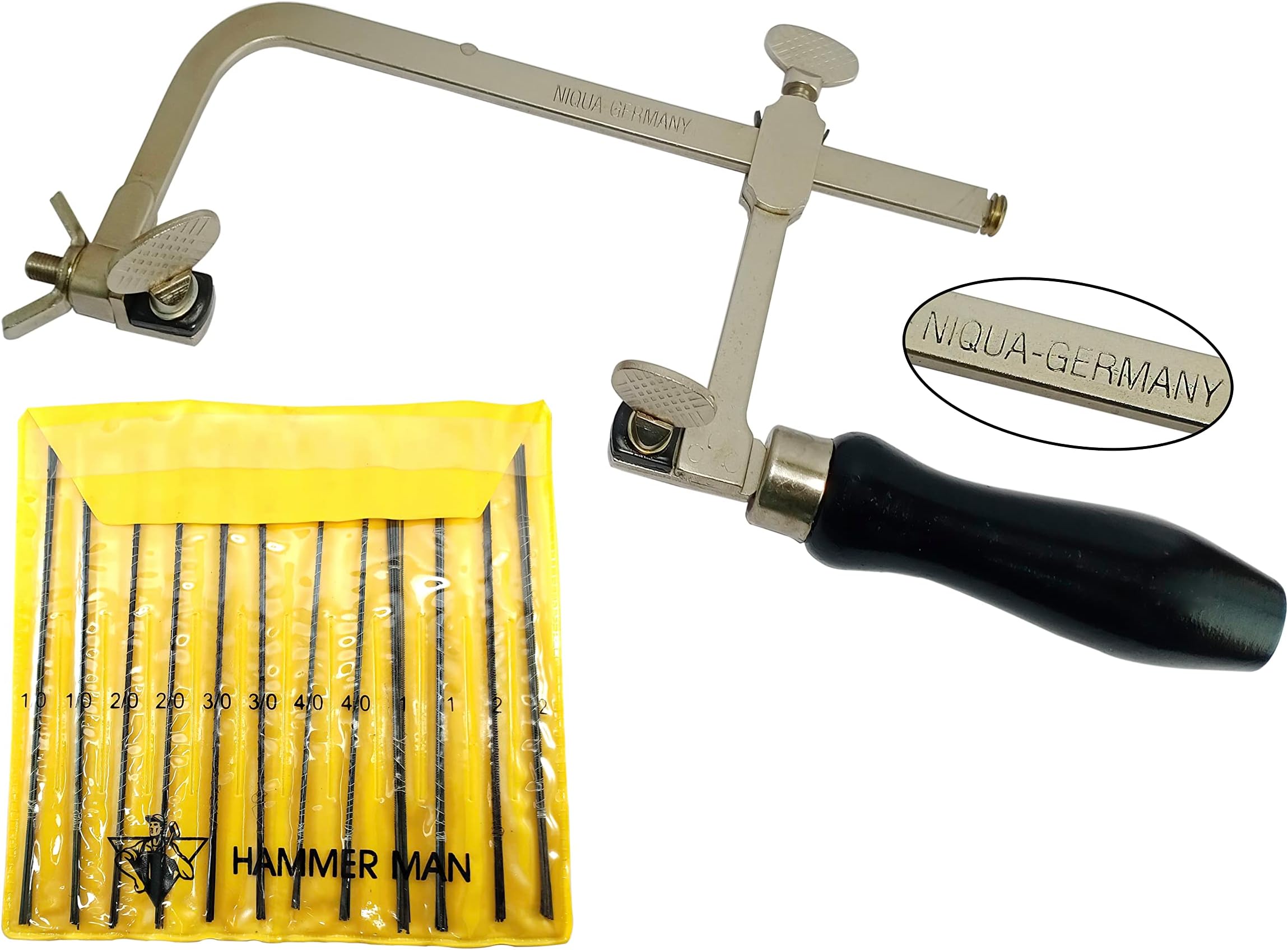 HAMMER MAN Adjustable Coping Saw with 144 Piece Blades (80 mm Inner ...