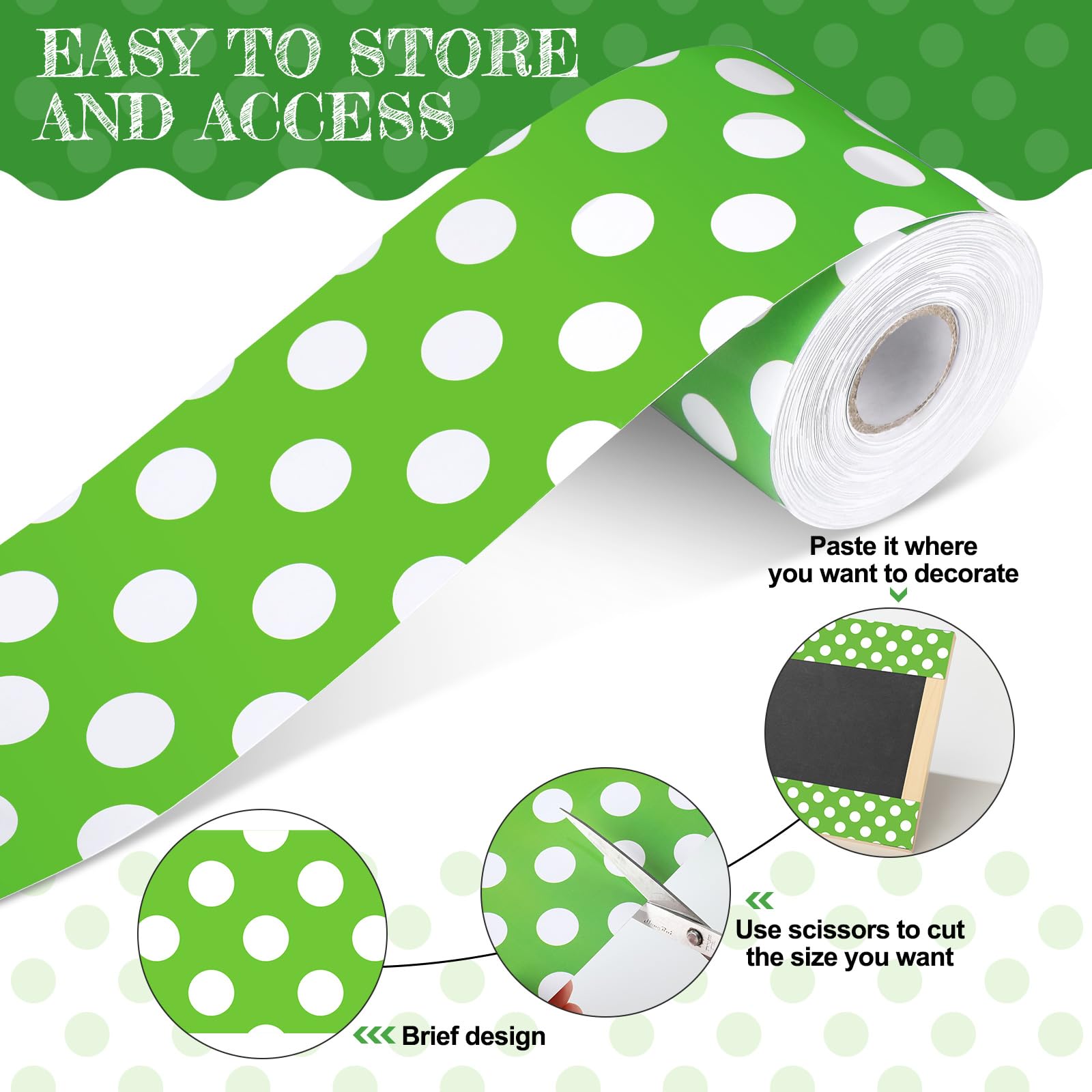 Snapklik.com : 65 Feet Lime Green Polka Dot Bulletin Board Borders ...