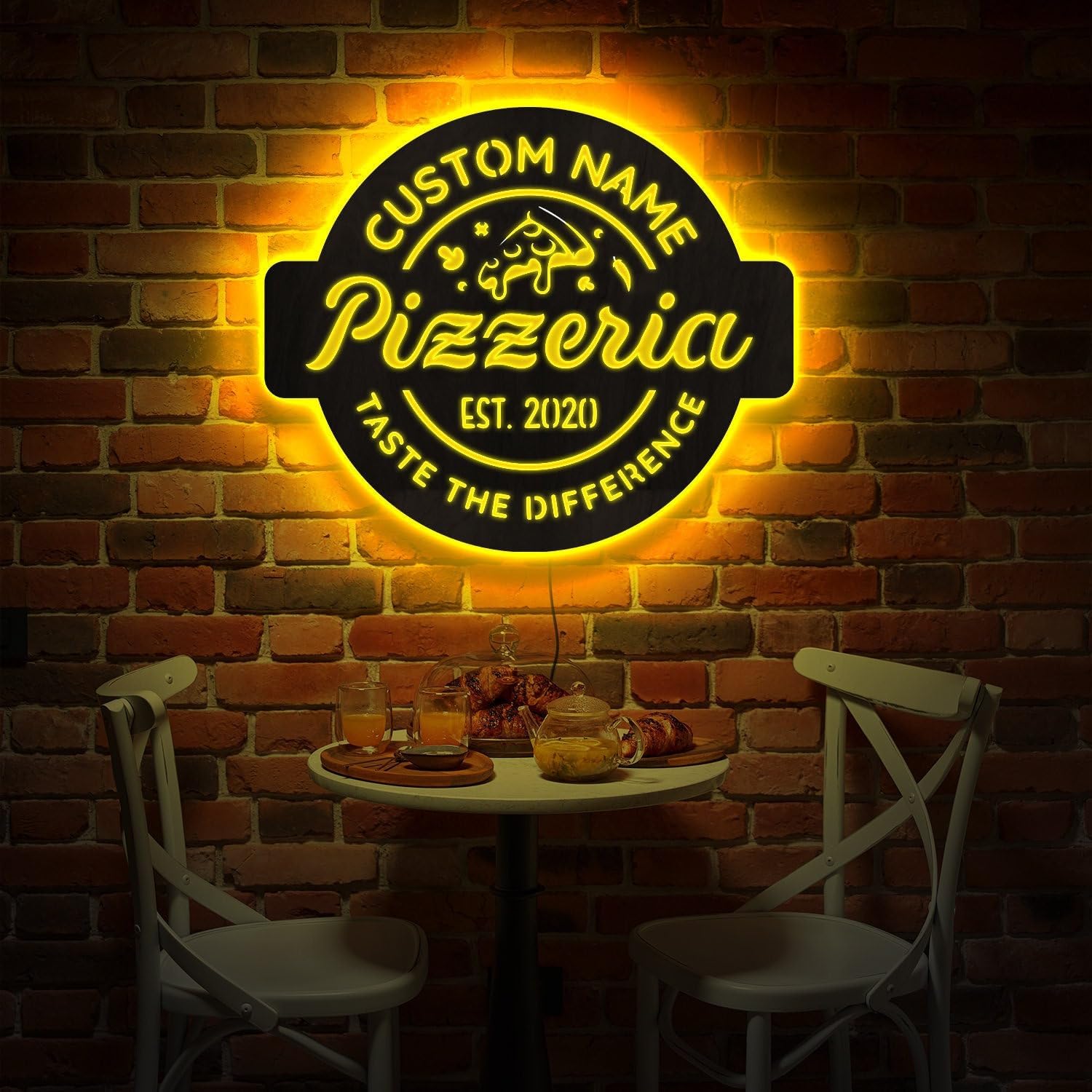 Custom Pizzeria Sign LED Light, Pizzeria Lighted Wall Art, Pizza ...