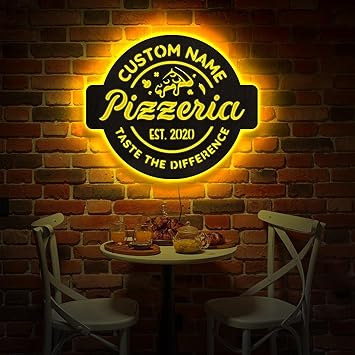Amazon.com : Custom Pizzeria Sign LED Light, Pizzeria Lighted Wall Art ...