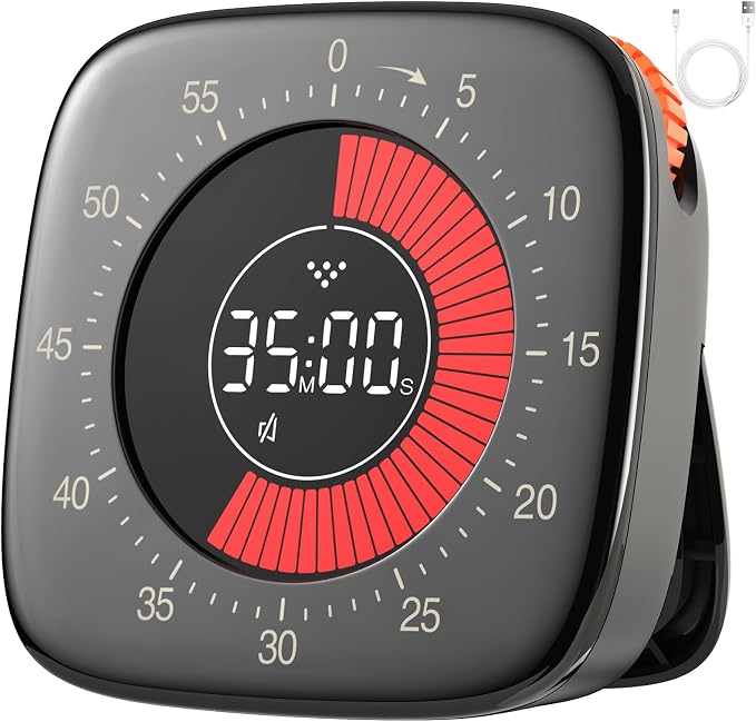 Dealswin Visual Timer Rechargeable, Timer Digital Timers with 4 Alarm ...