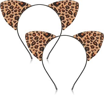 Amazon.com: WLLHYF Leopard Ears Headband, 2 Pcs Cheetah Ears Halloween ...