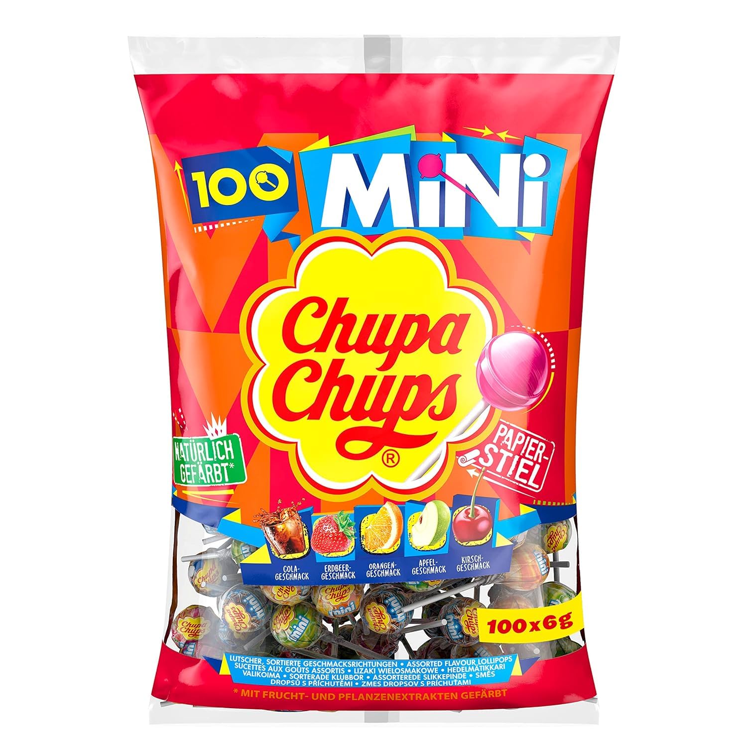 Chupa Chups Mini Classic Lollipop Bags - Contains 100 Mini Lollipops in ...