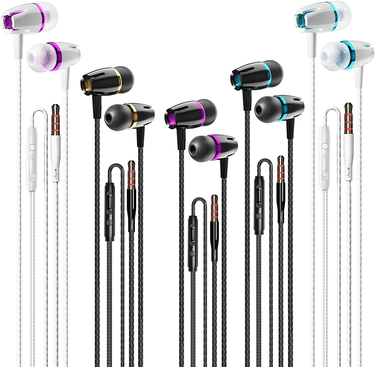 Amazon.com: MILPECO in-Ear Wired Earbuds,5 Pack Headphones with Mic ...