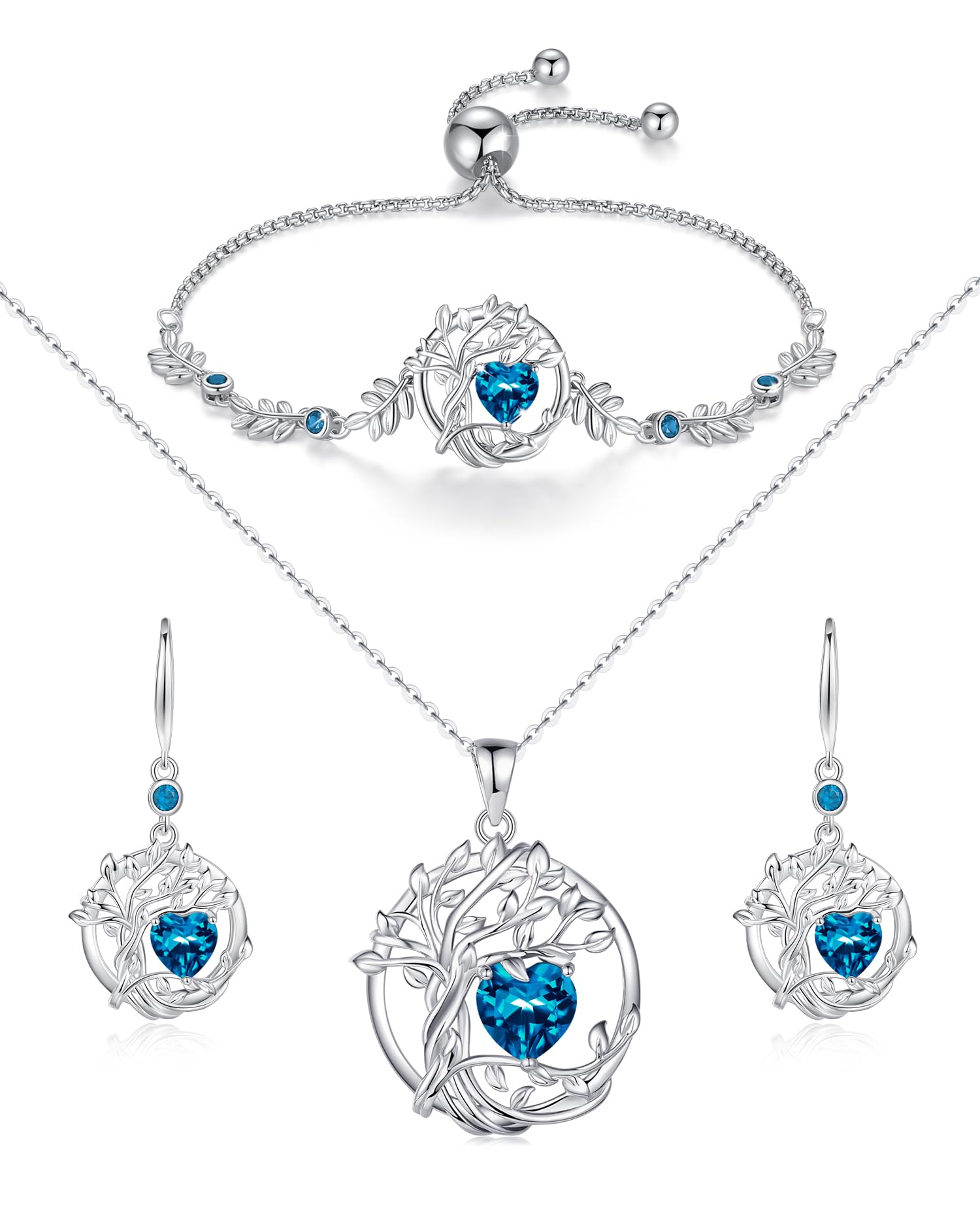 Amazon.com: FANCIME Tree of life December Birthstone Jewelry Set ...