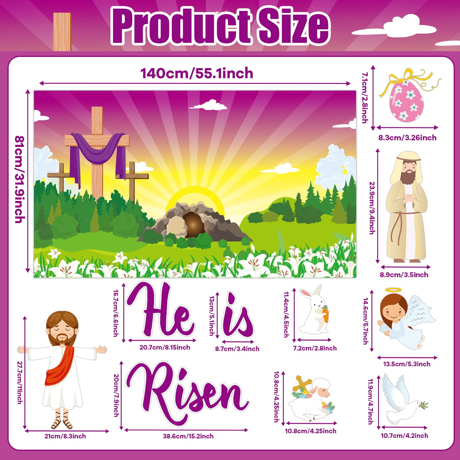 Snapklik.com : Gisgfim Easter He Is Risen Bulletin Board Decorations