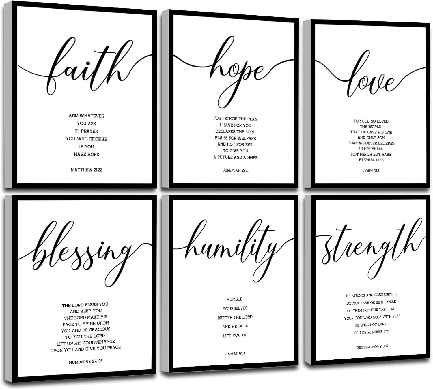 Amazon.com: Framed Christian Wall Art Bible Verses Wall Decor Scripture ...