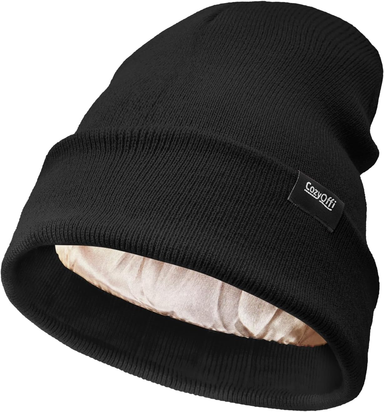 COZYOFFI Beanie Hat Satin Lined: Help Prevent Frizz Breakage - Knit ...