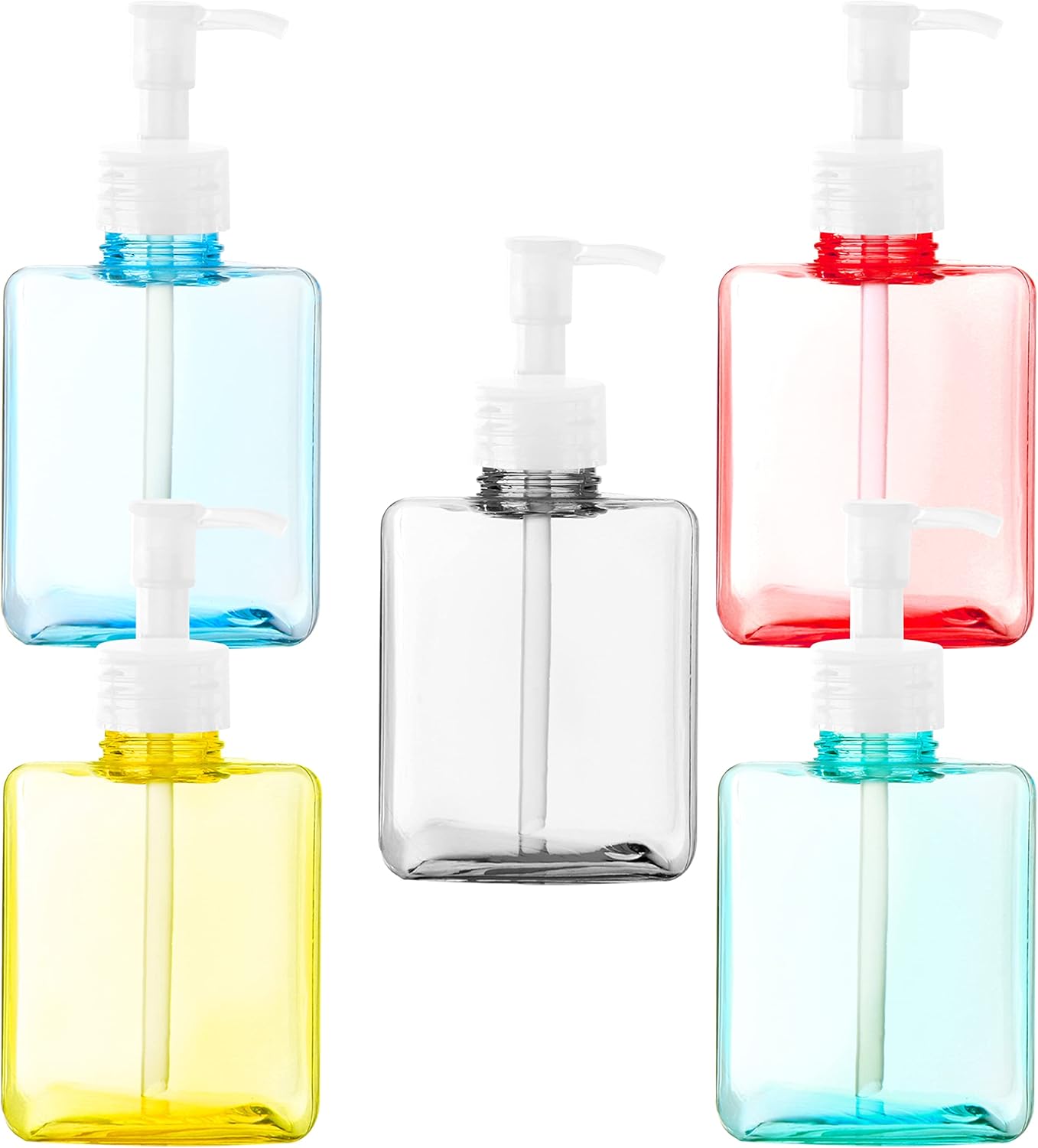 Amazon.com: Youngever 5 Pack Color Plastic Square Pump Bottles ...