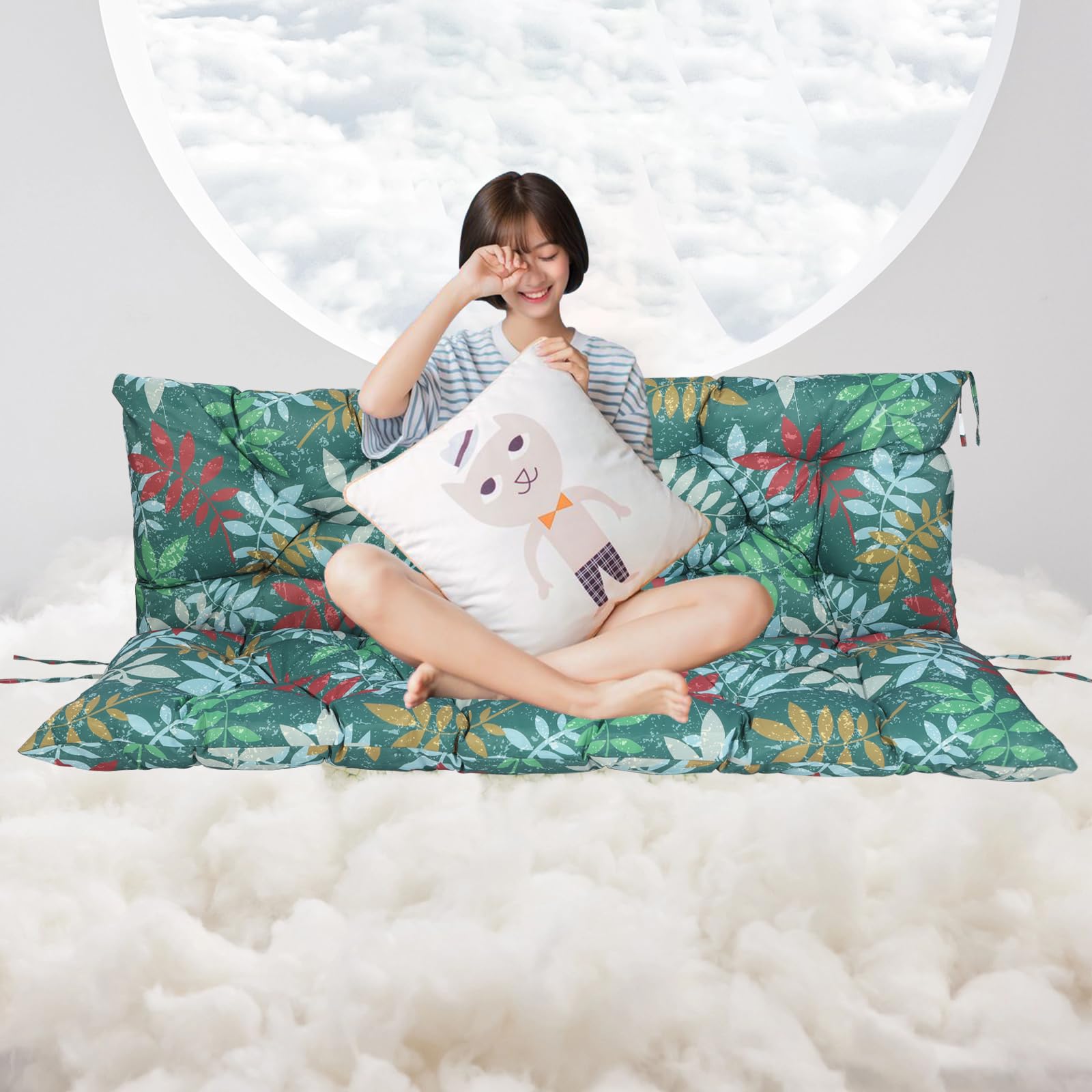 Amazon.com: 2-3 Seat Swing Replacement Cushion, Outdoor Bench Cushions with Backrest Thicken 4 ...