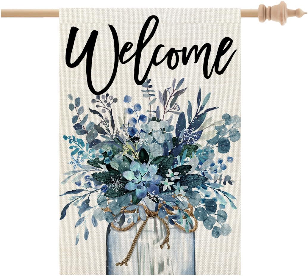 Amazon.com : CROWNED BEAUTY Winter House Flag 28x40 Inch Double Sided ...