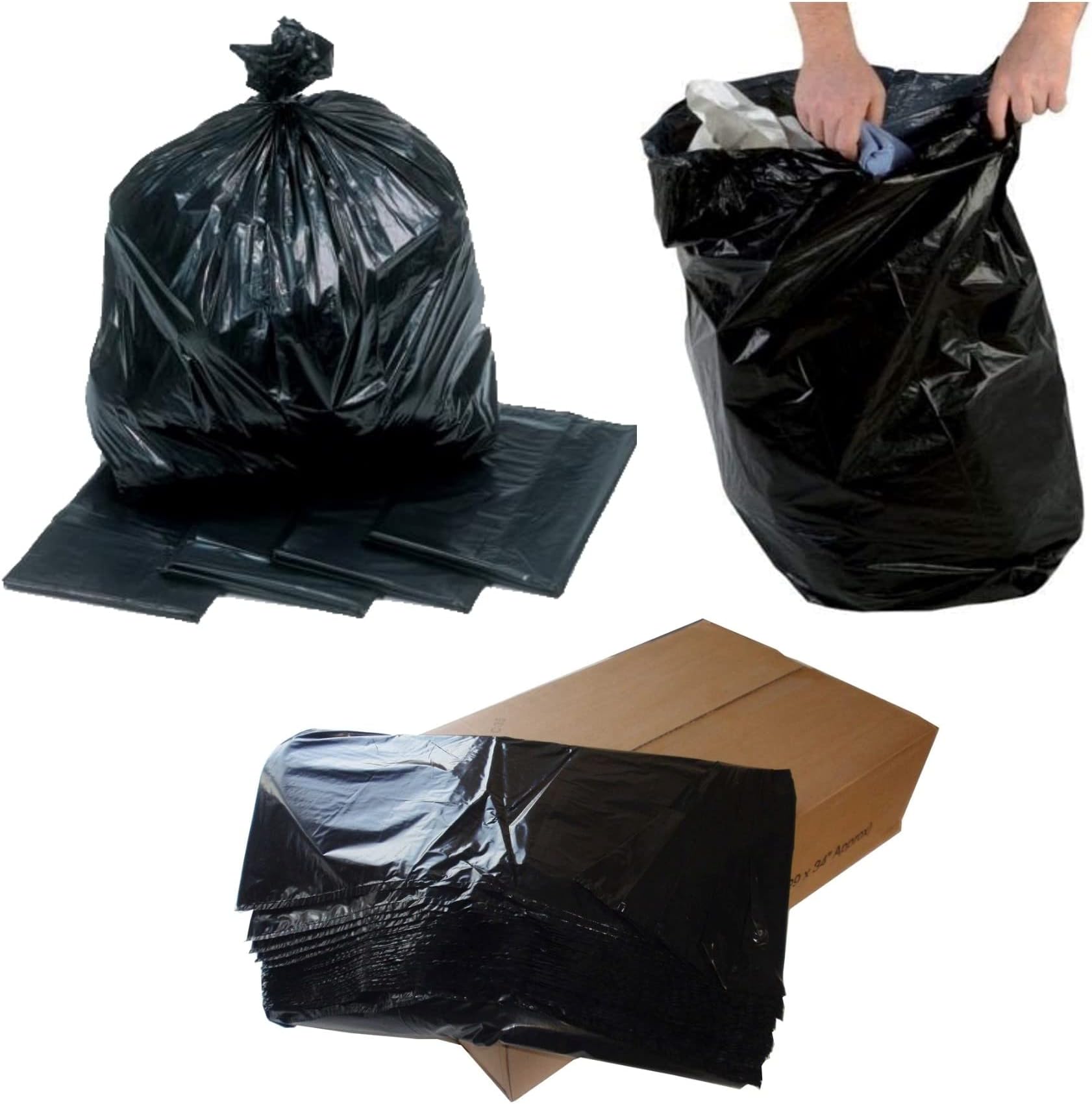 200 Heavy Duty Black Refuse Sacks Rubbish Bin Bags 18" x 29" x 39 ...