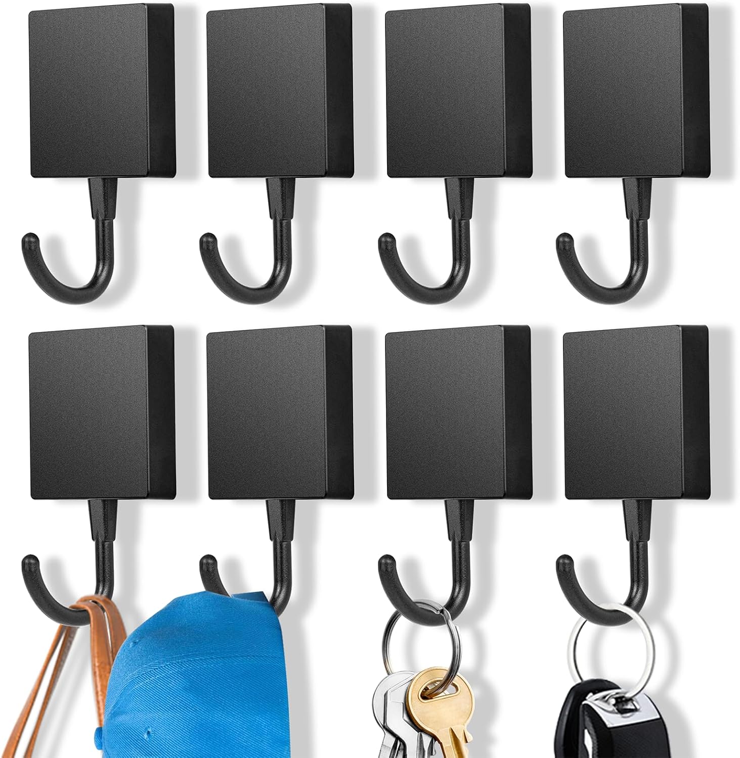 Amazon.com: 8 Pack Adhesive Hooks, Wall Key Hooks with Strong Adhesive ...