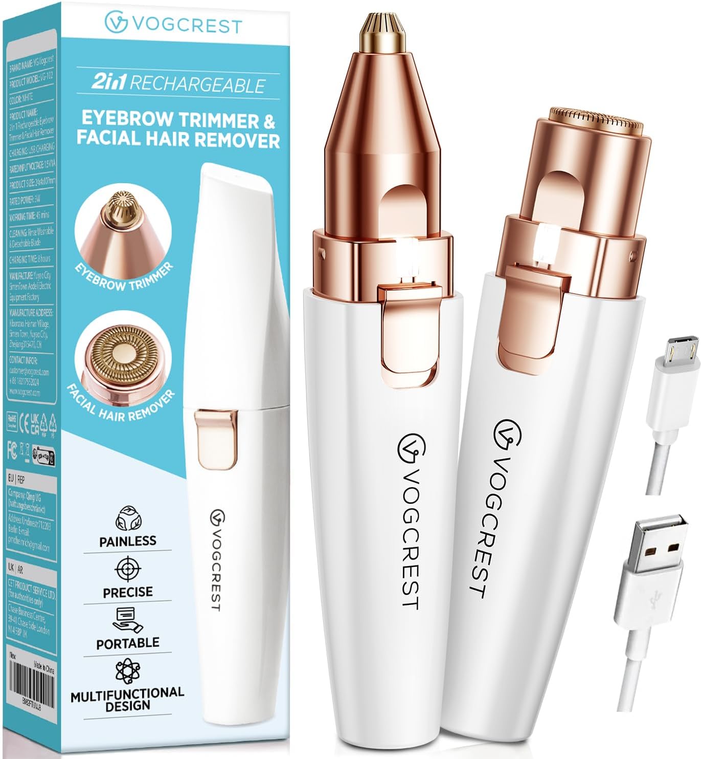 Amazon.com: Sopalmy Women's Rechargeable Eyebrow Trimmer & Facial Hair ...