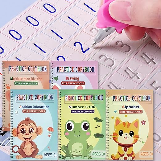 Amazon.com : Reusable Grooved Handwriting Workbooks,Magic Copybook ...