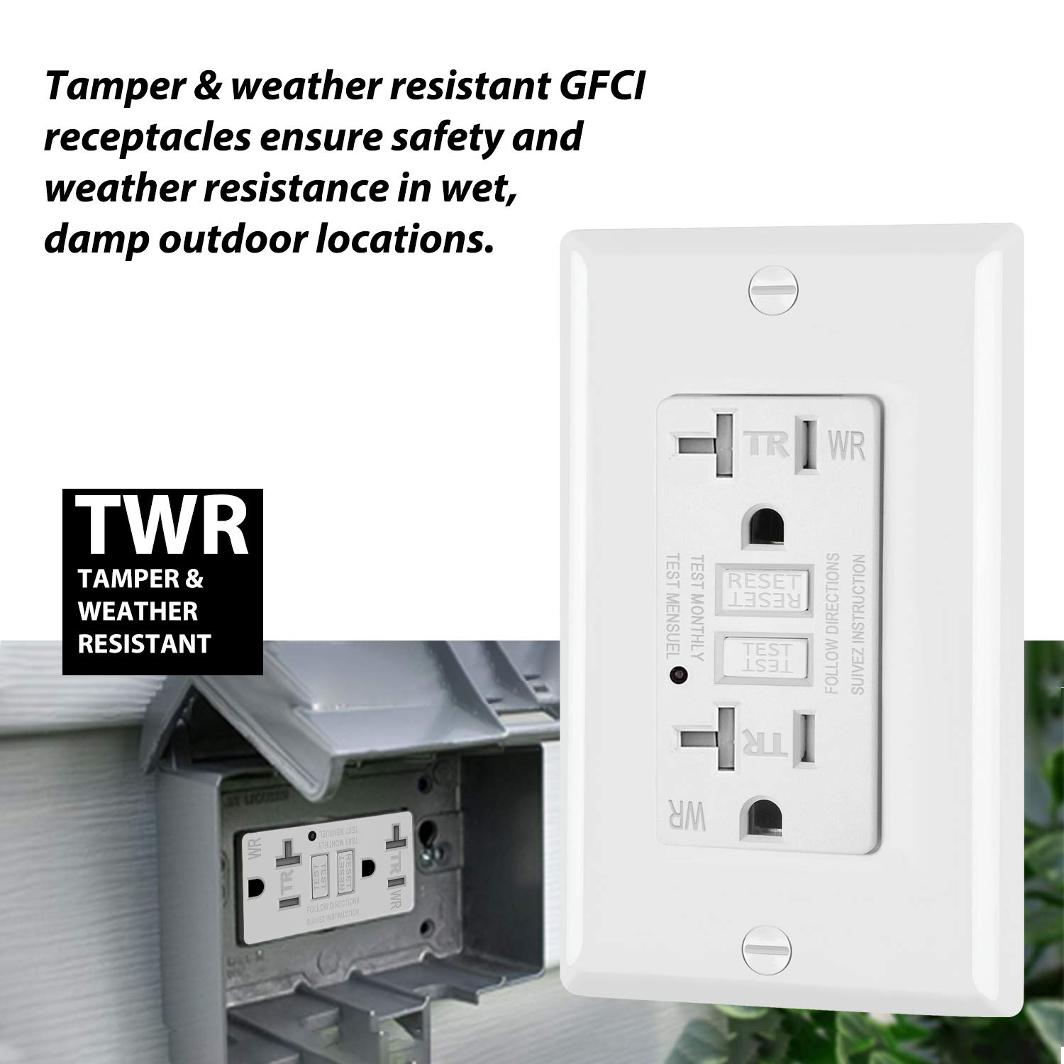 30 Pack – ELECTECK 20A GFCI Outlets, Weather Resistant (WR) Outdoor GFI ...