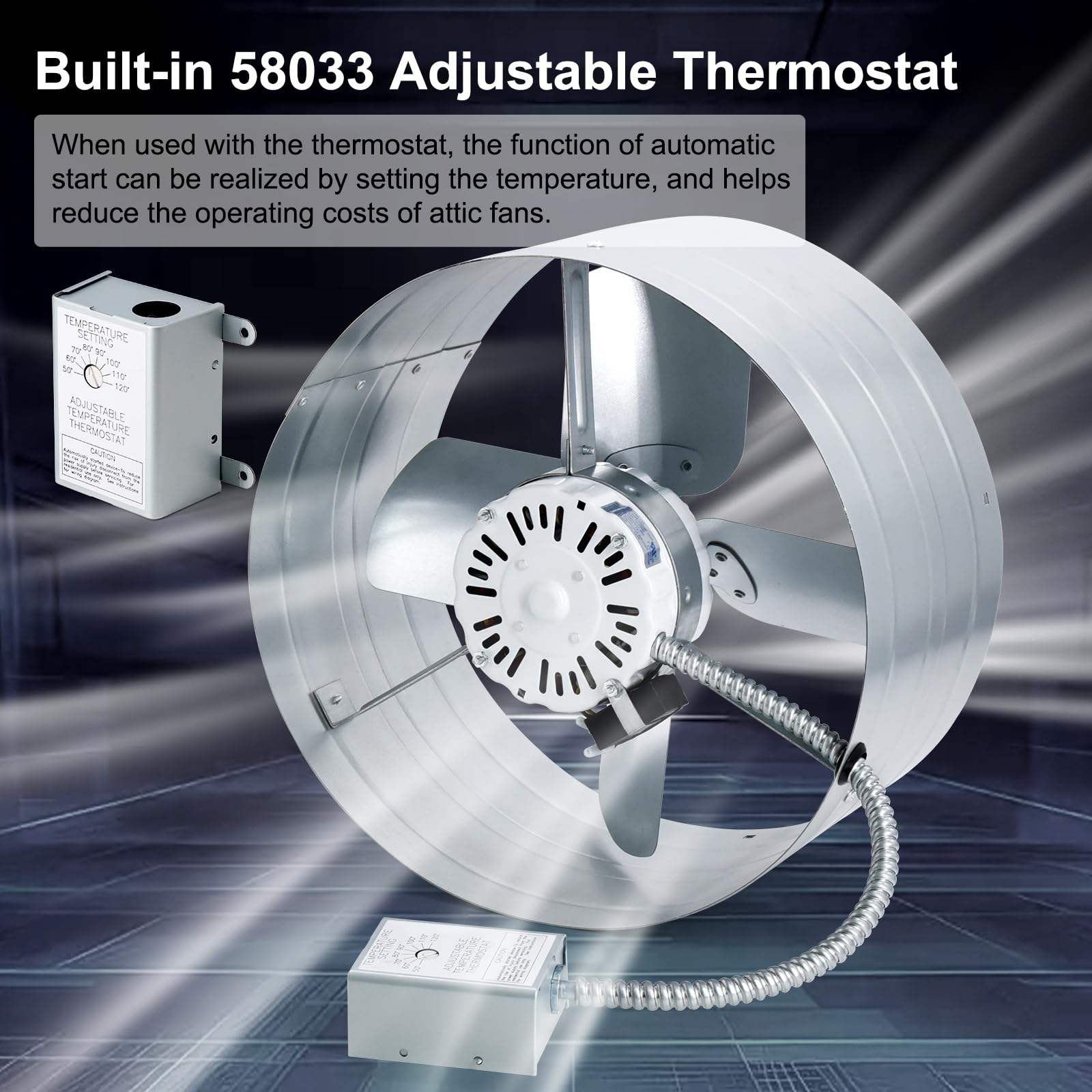 Snapklik.com : Criditpid 15" Gable Mount Vent Attic Fan, Exhaust Ventilation Fan