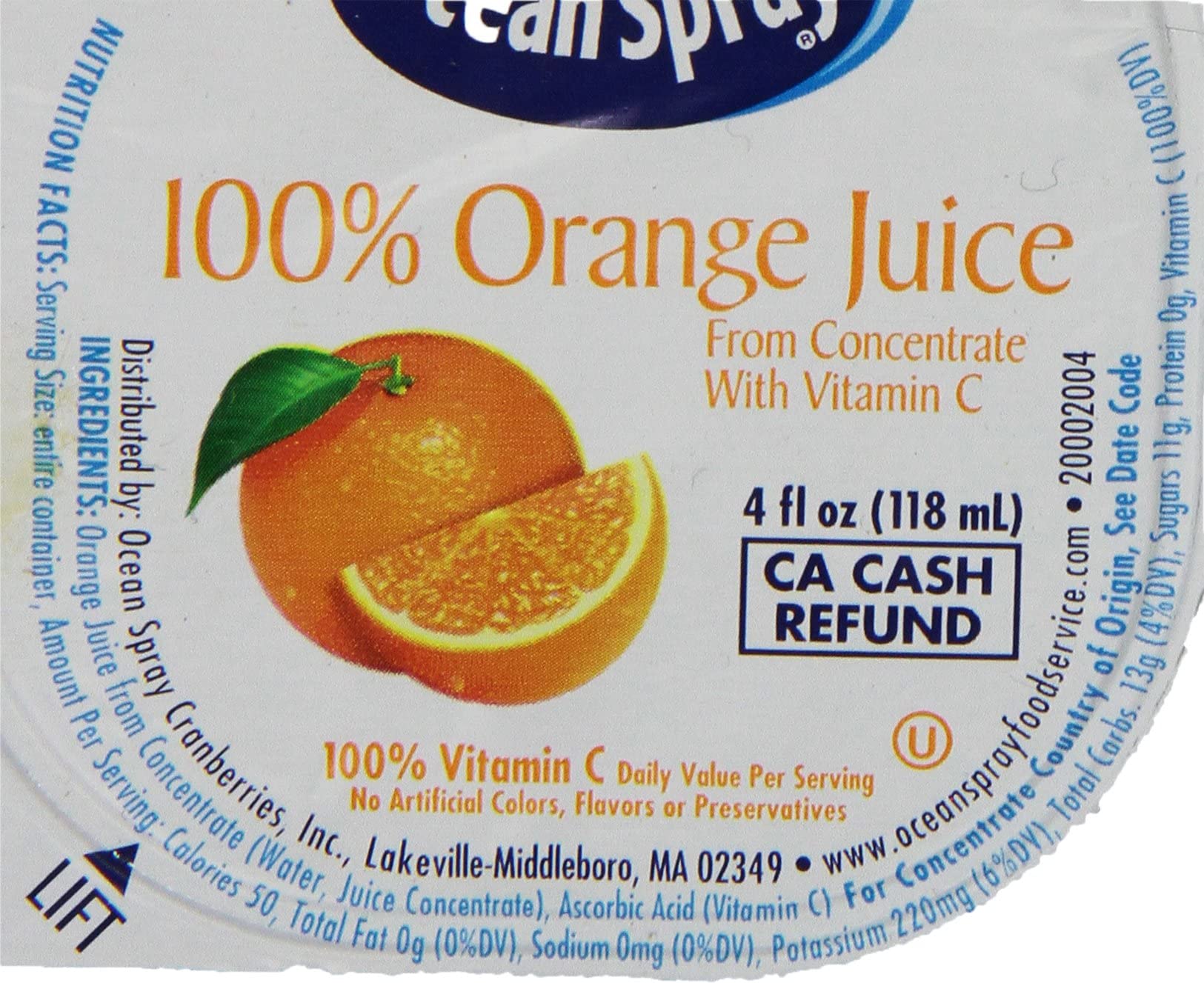 Ocean Spray Orange Juice Bottle