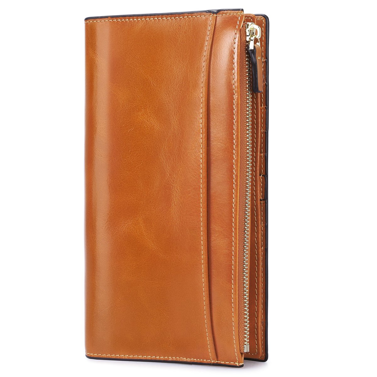 S-ZONE Women's Soft Leather Trifold Long Wallet Ultra-Thin Design Slim ...