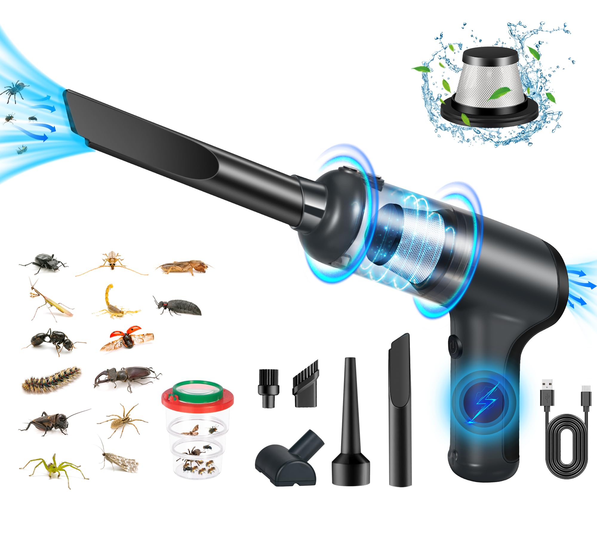 Amazon.com: Jahy2Tech Upgraded Bug Vacuum & Handheld Vacuum Cordless ...