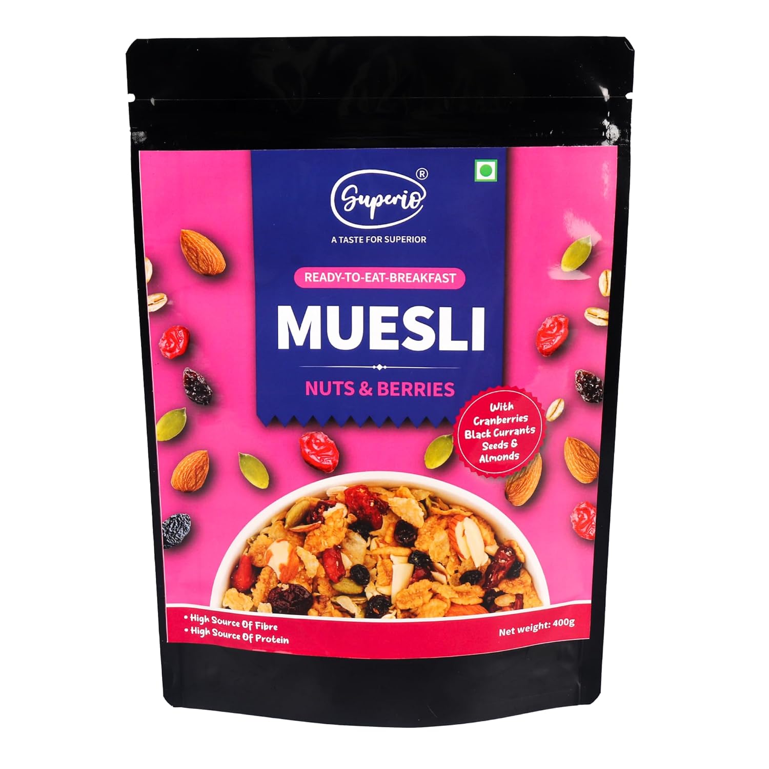 Superio Muesli- Nuts & Berries 400 g | Ready to eat - Breakfast Cereal ...