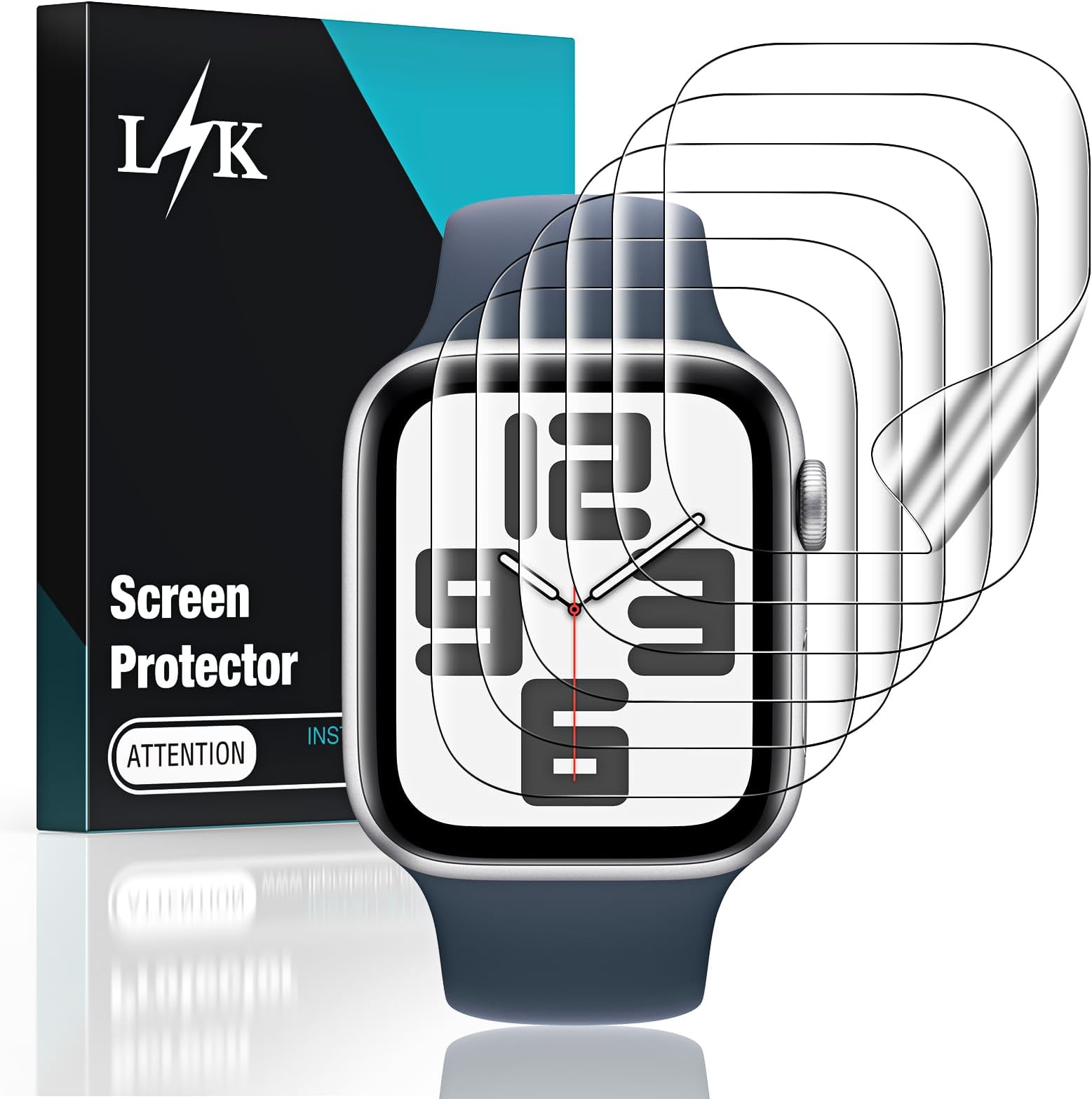 Amazon.com: LϟK 6 Pack TPU Screen Protector for Apple Watch 44mm SE ...
