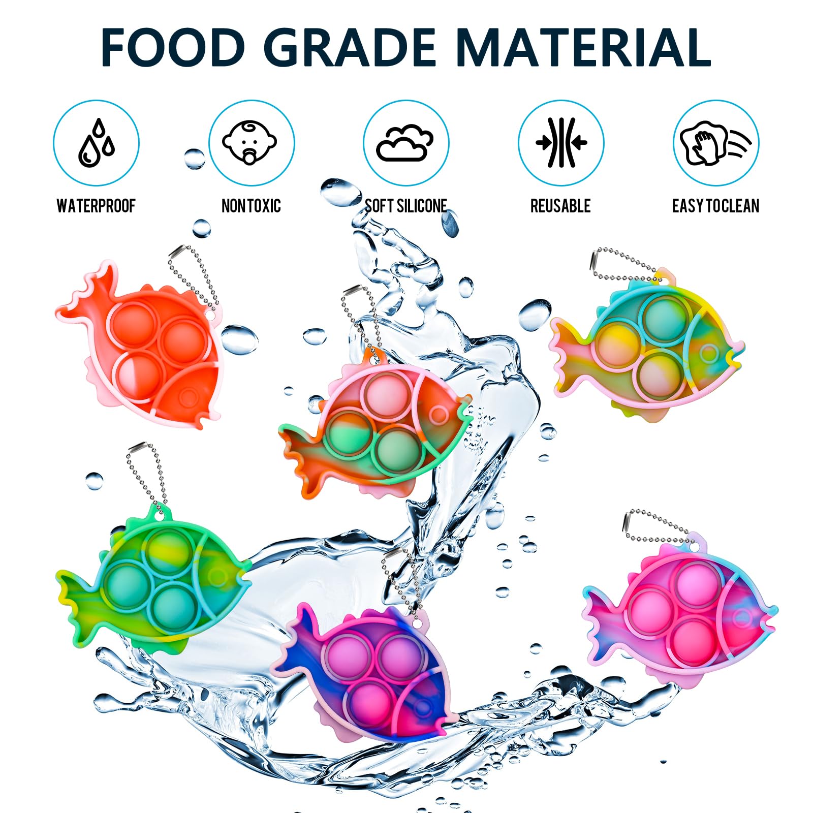 Snapklik.com : Pop Fidget Toys Bulk Its Birthday Party Favors For Kids 20 PCS Cute Fish Mini Pop ...