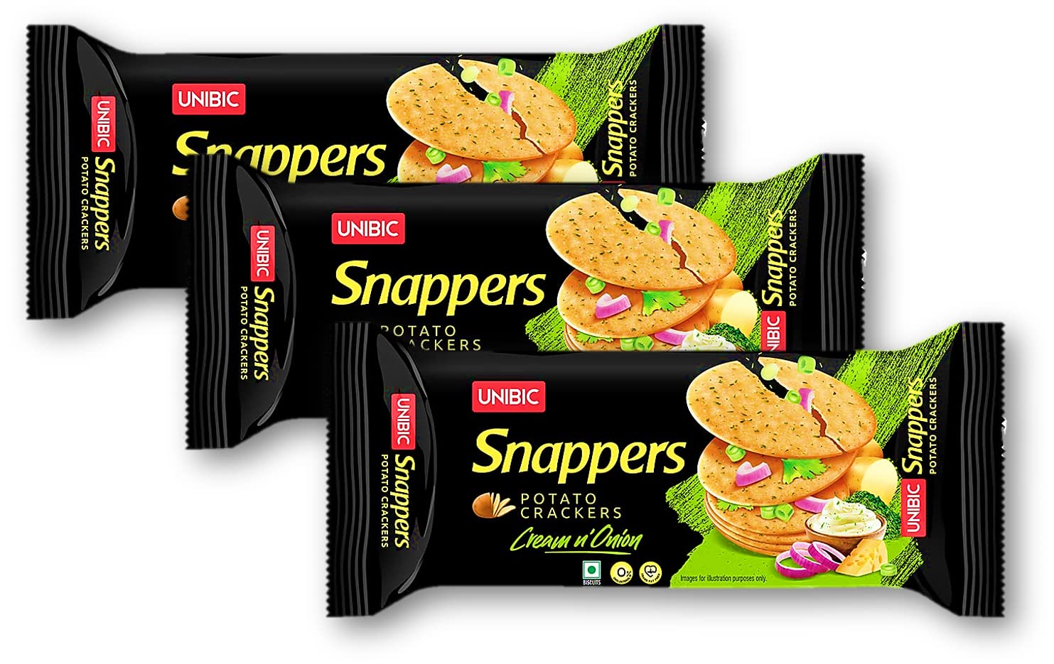 Unibic Snappers Potato Crackers Cream 'n' Onion 75g (Pack of 3) Unique ...