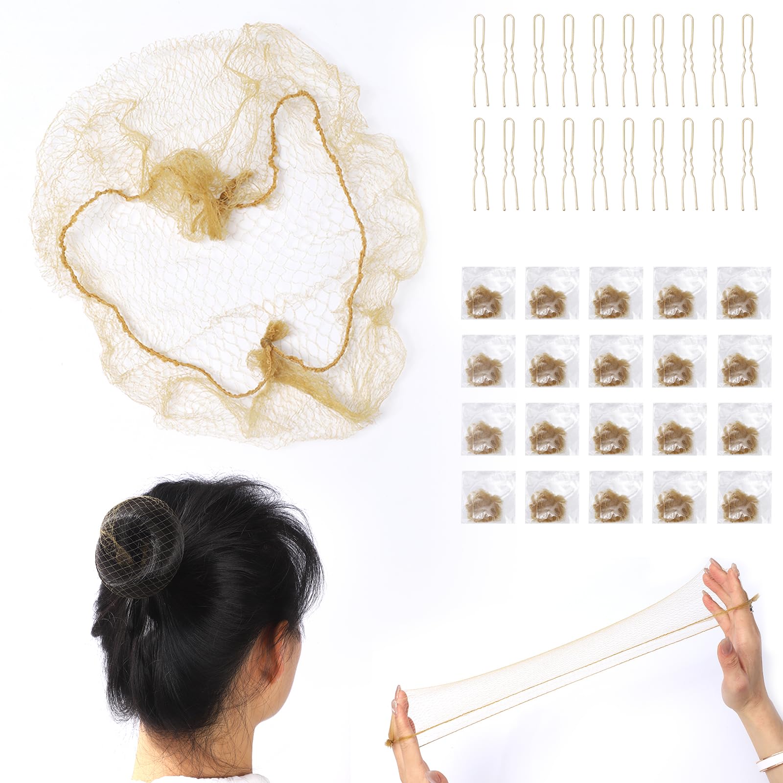 Amazon.com : Blonde Hair Nets for Ballet Buns and Sleeping, 20 ...