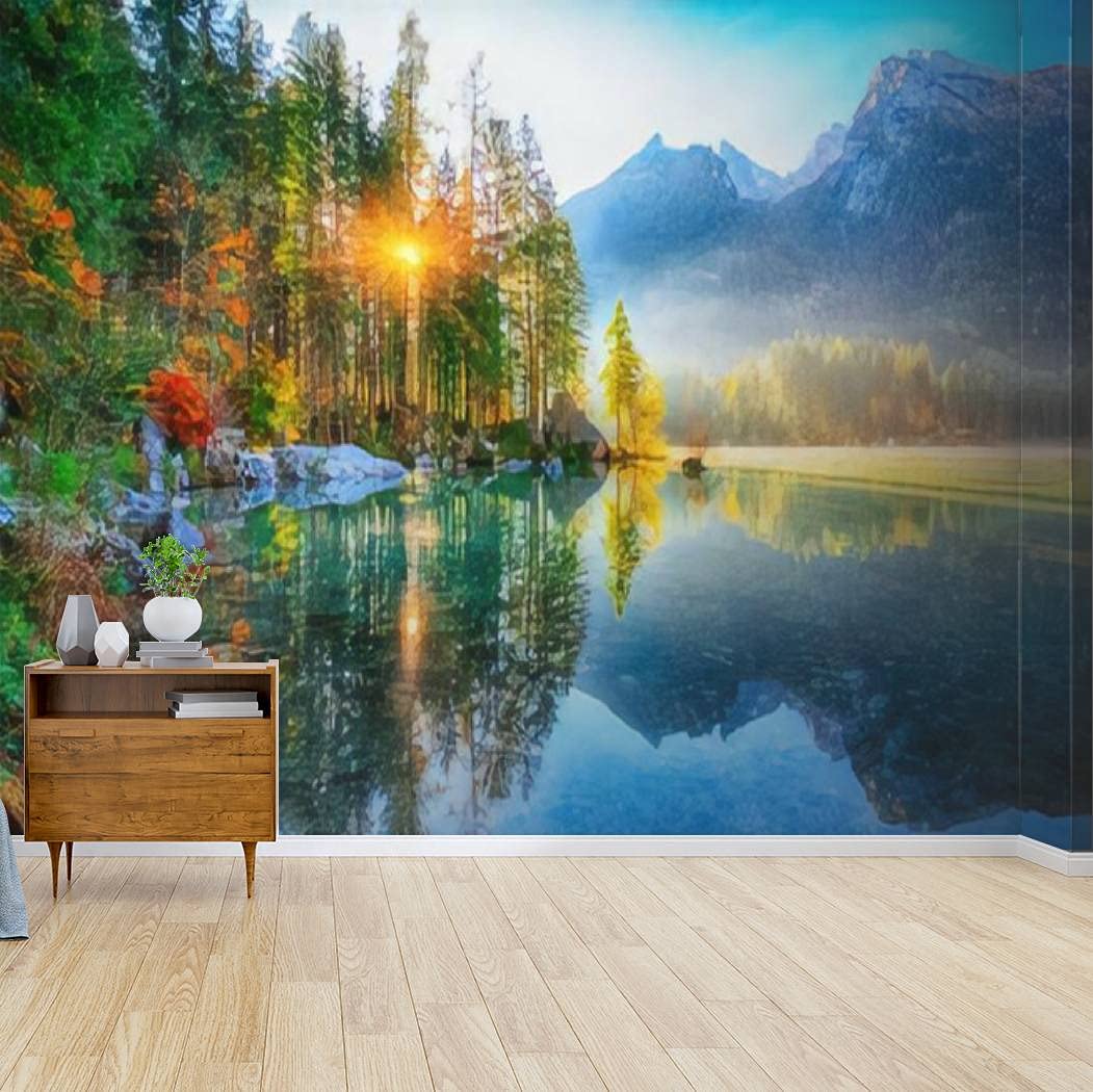 Sunrise With Trees And Water