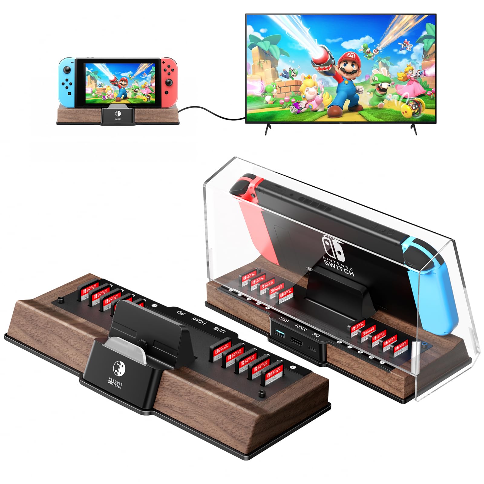 Amazon.com: Wood Charging Dock is Suitable for Nintendo Switch/Switch ...