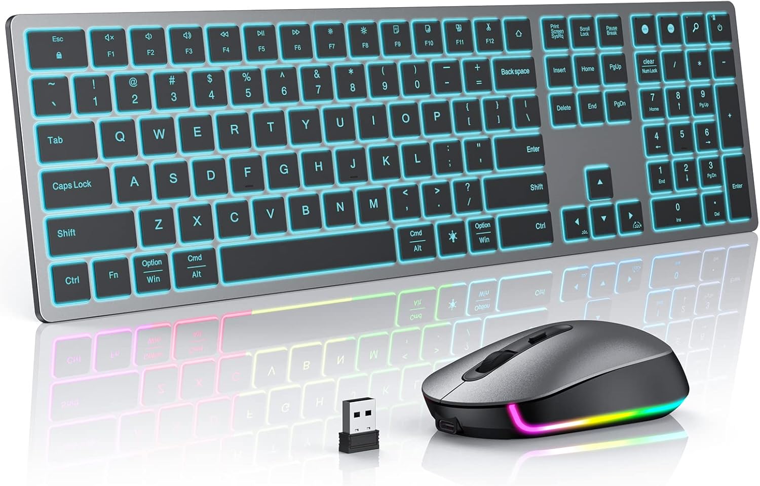 Amazon.com: seenda Backlit Wireless Keyboard Mouse, Full Size ...
