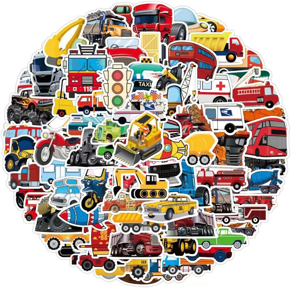 Amazon.com: Cartoon Traffic Transportation Stickers 100 Pcs Trendy ...