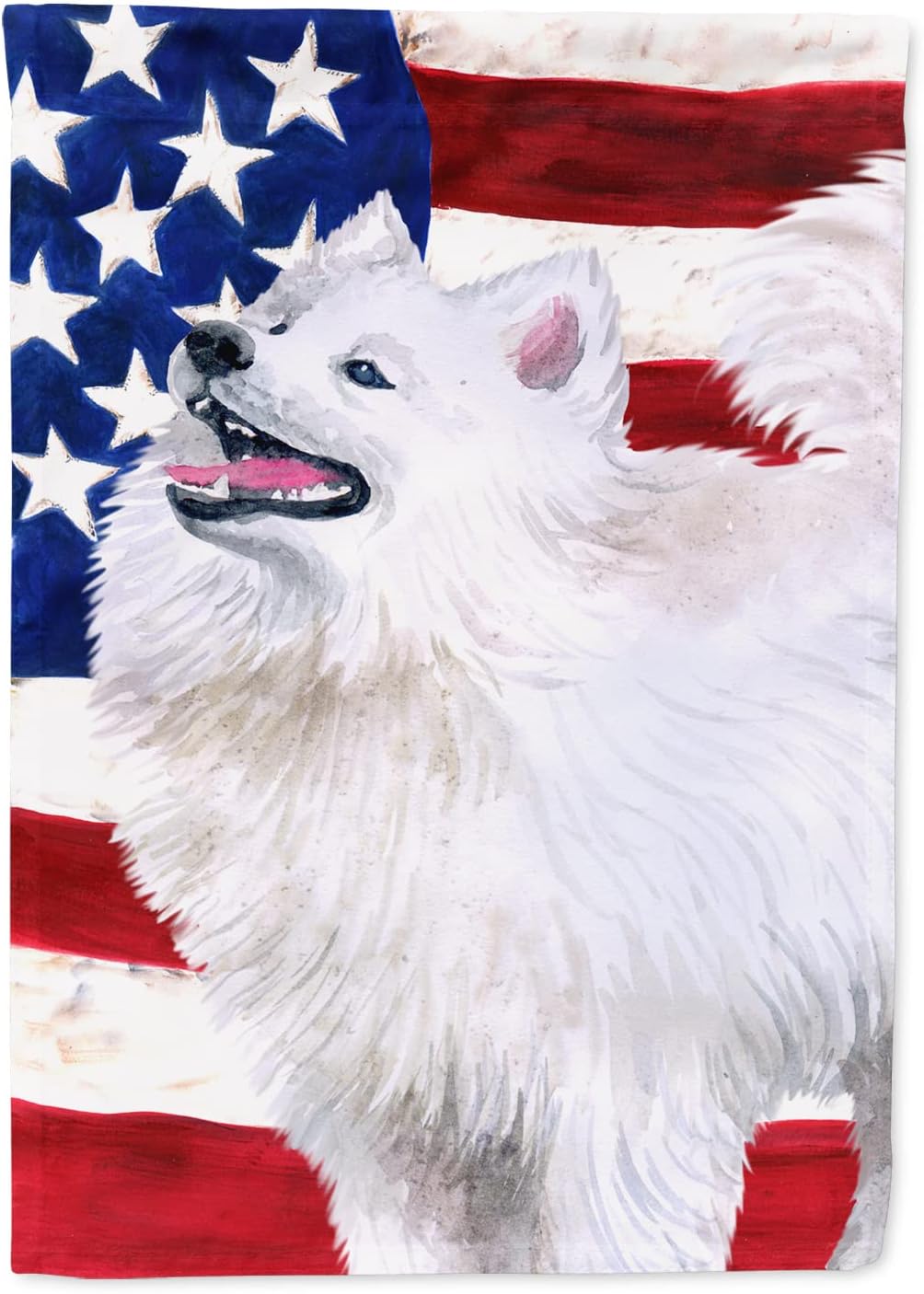 Amazon.com: Caroline's Treasures BB9691CHF Samoyed Patriotic House Flag ...