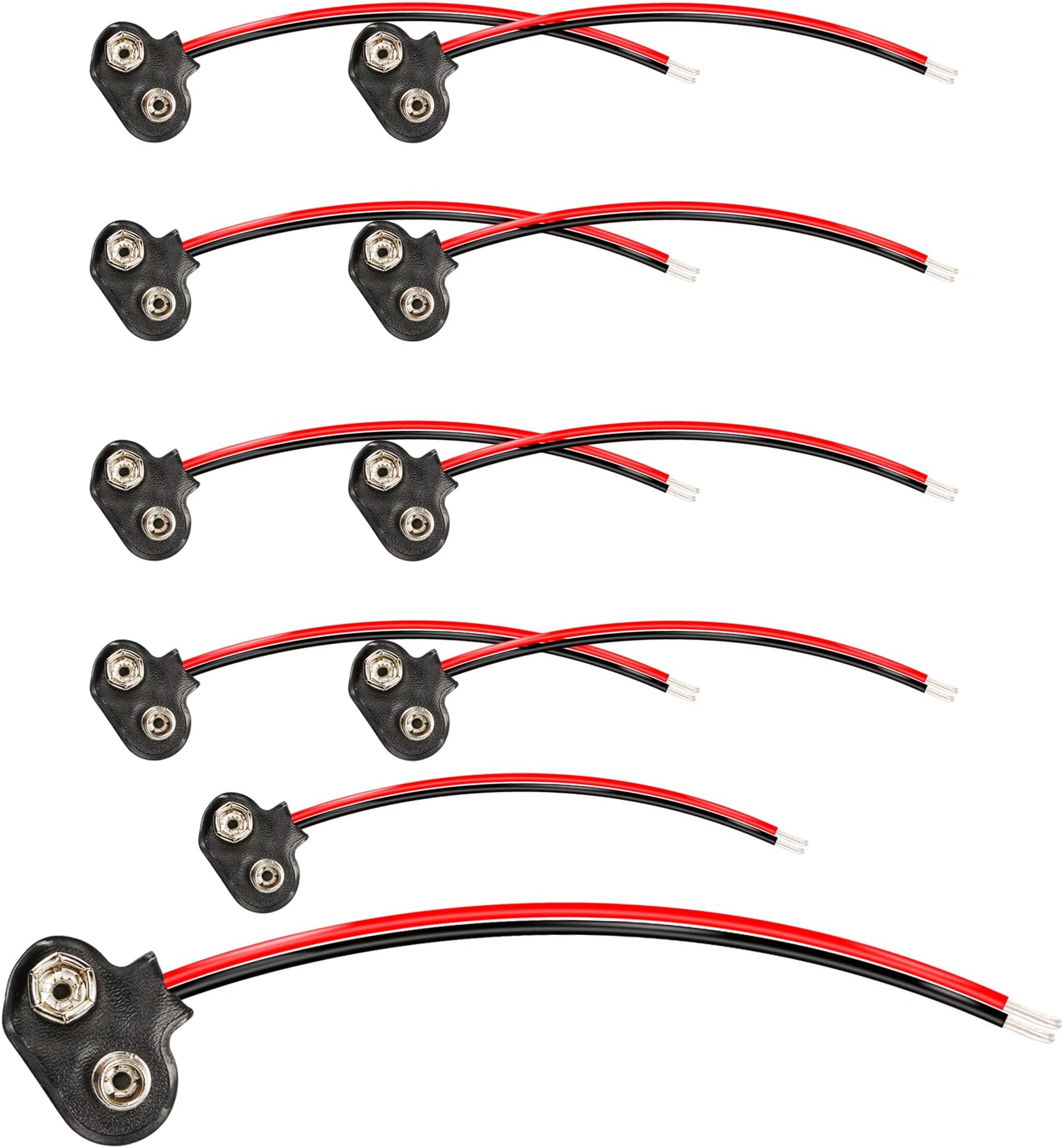 Amazon.com: PKCELL I-Type 9V Battery Clip Connector,Black Wire Leads,2 ...