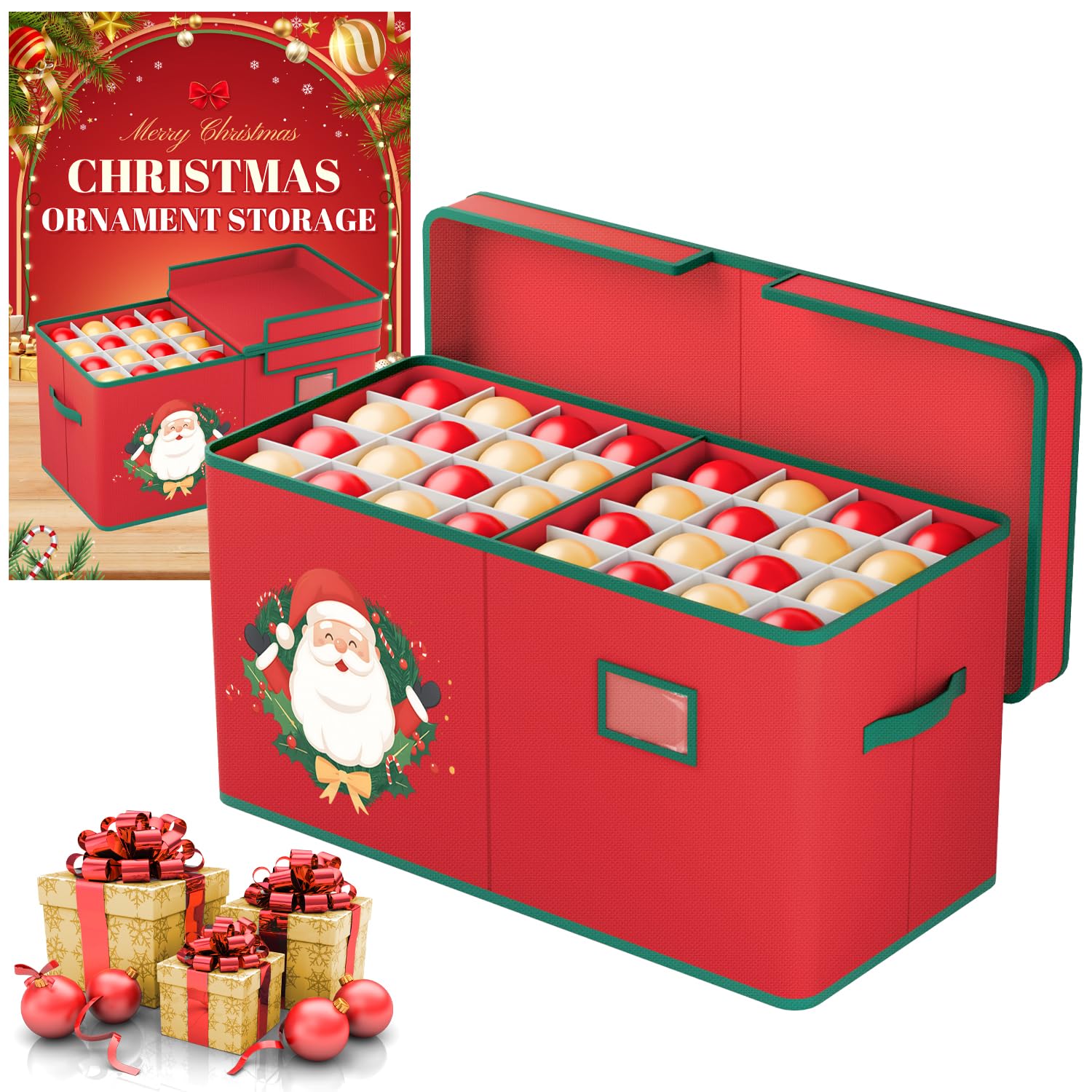 Amazon.com: ROMANKAS Christmas Ornament Storage Box Christmas Ornament ...